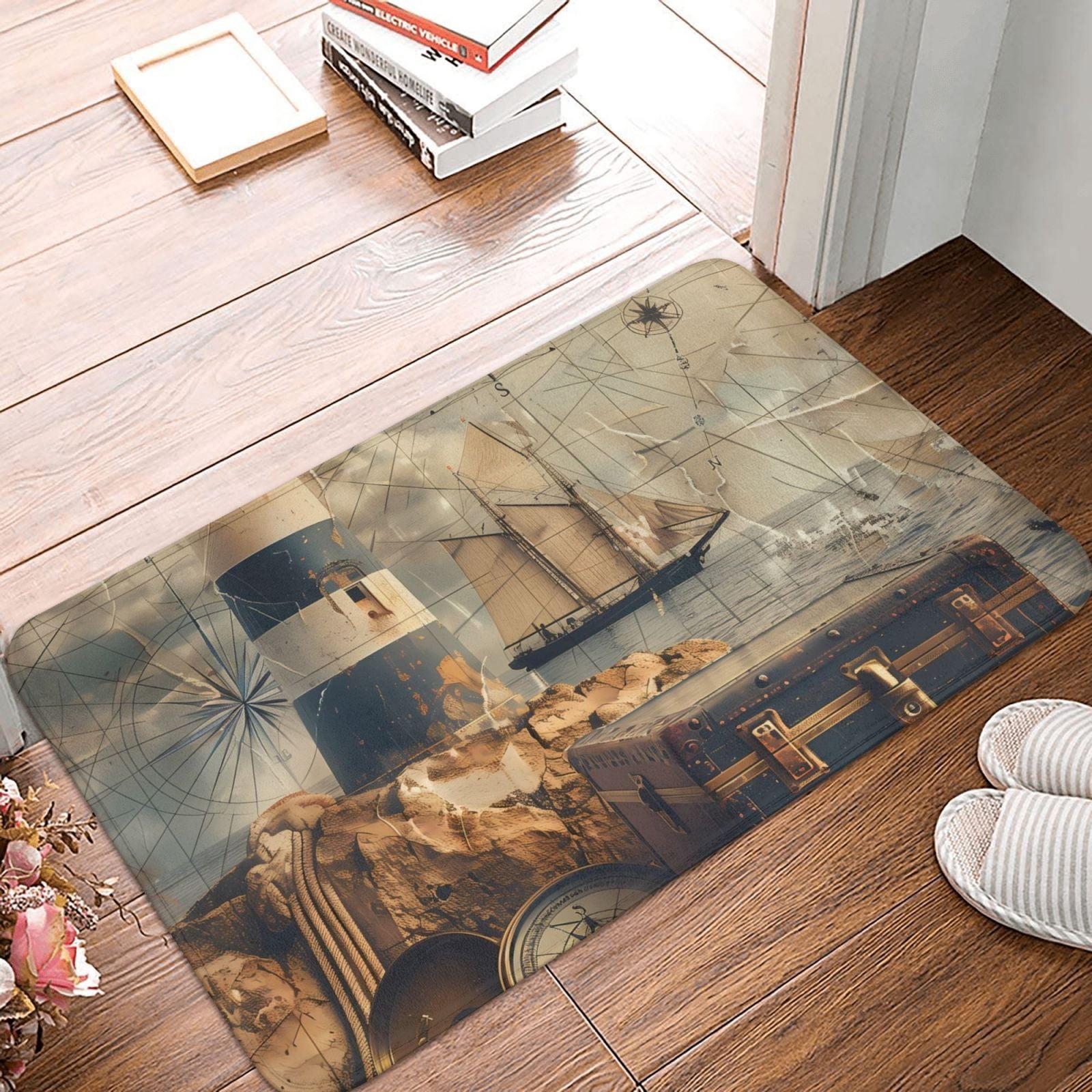 Front Door Mat Indoor Outdoor Outside Entrance - Vintage Nautical ...