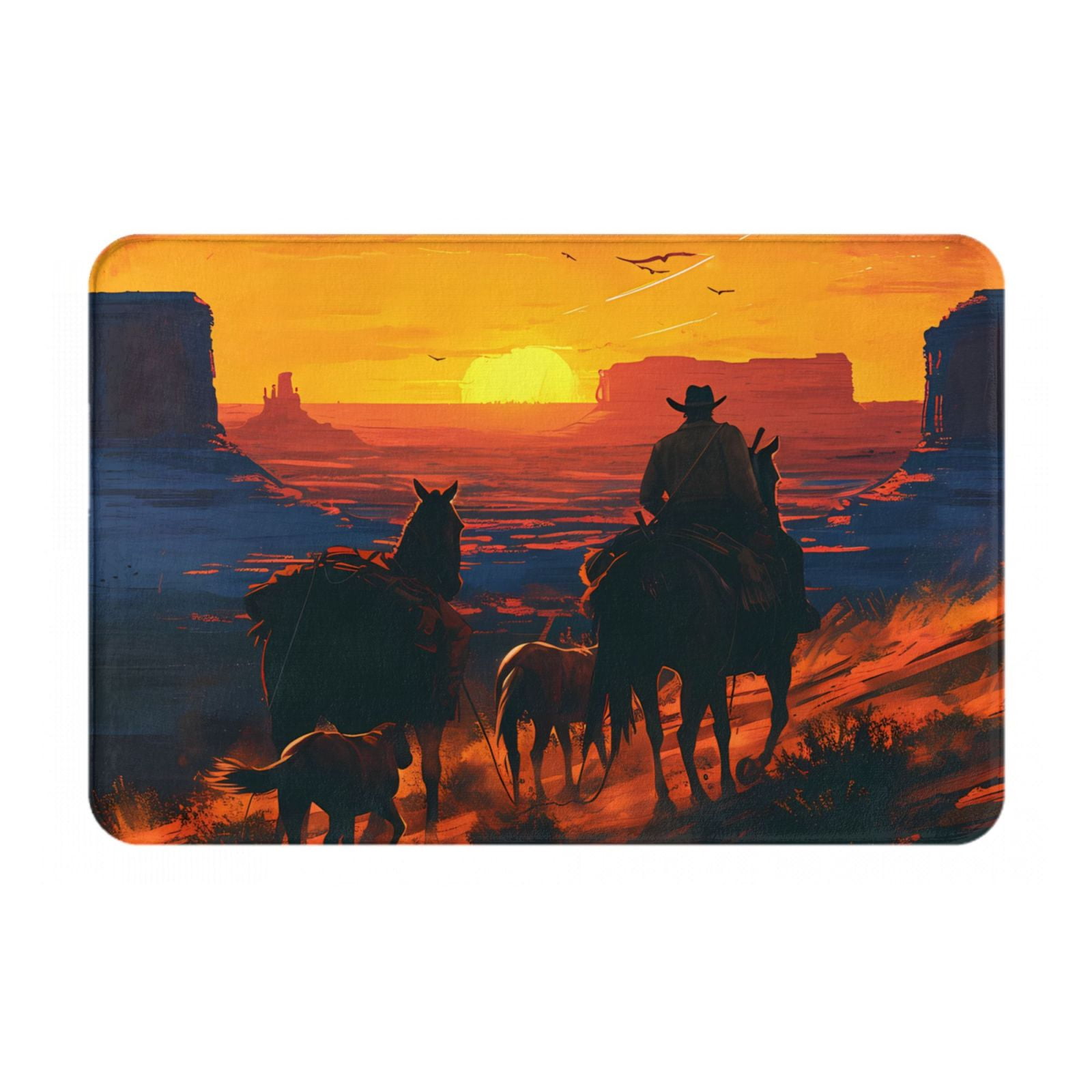 Front Door Mat Indoor Outdoor Outside Entrance - Western Sunset Prairie ...