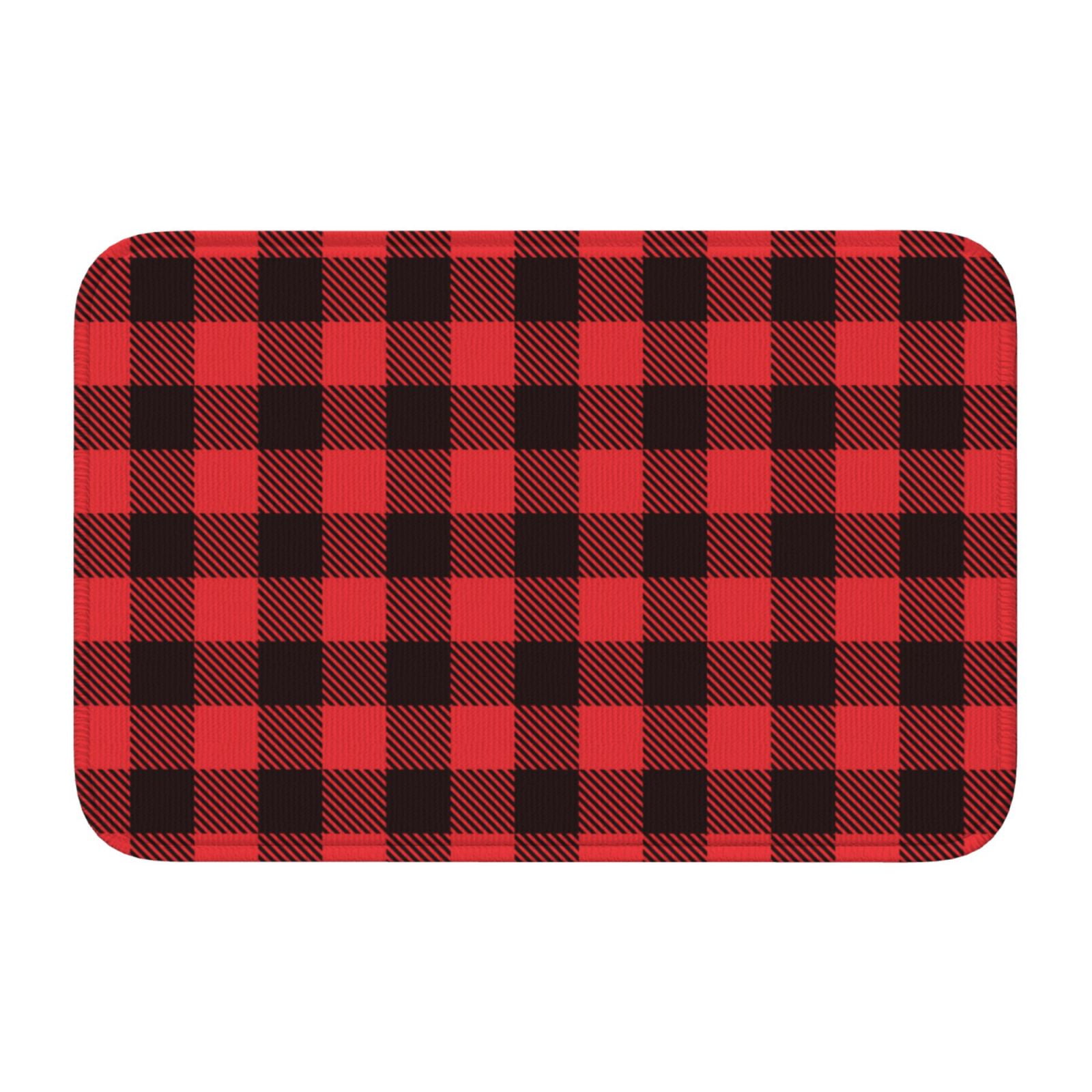 Front Door Mat Indoor Outdoor Outside Entrance - black red buffalo ...