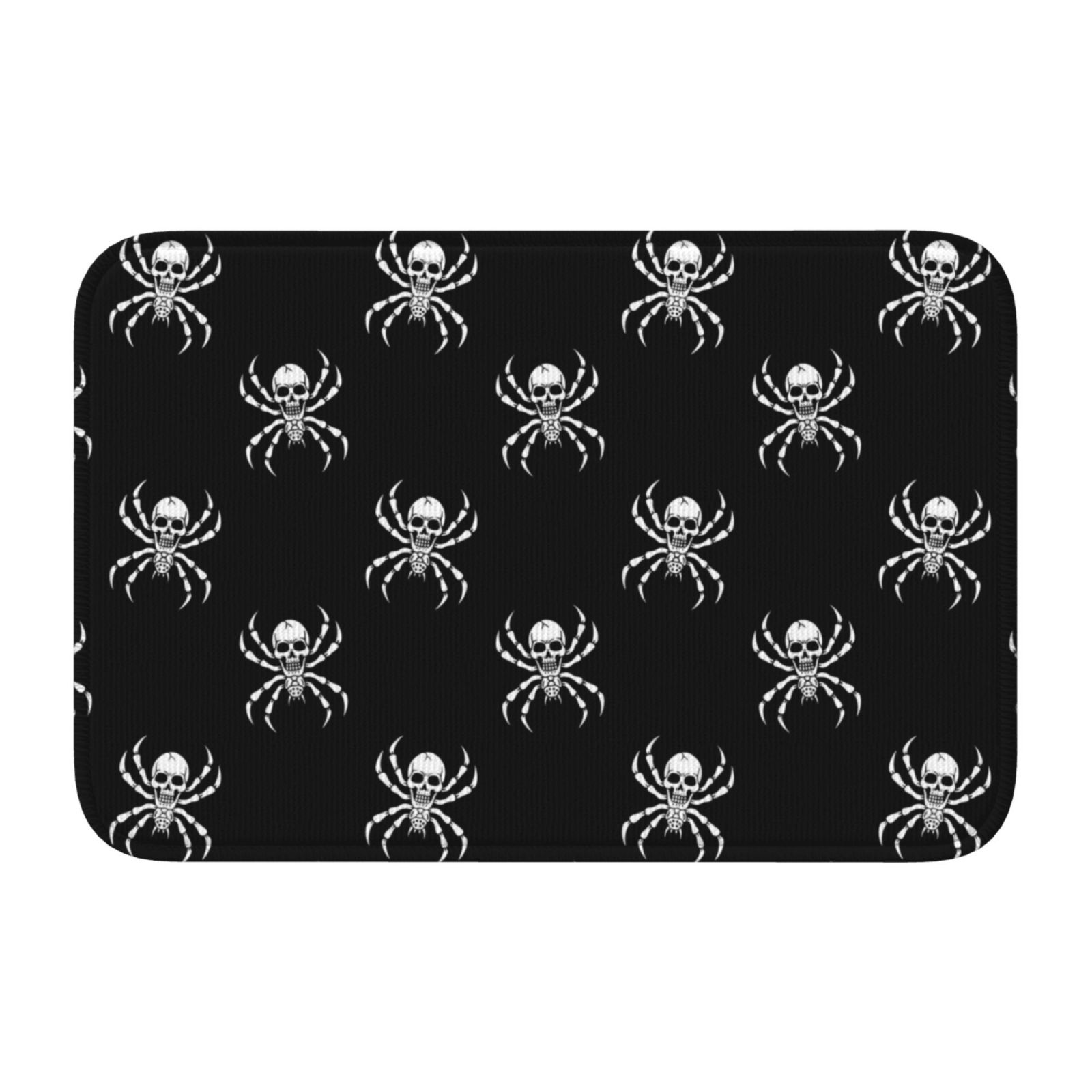Front Door Mat Indoor Outdoor Outside Entrance - spider skeleton black ...