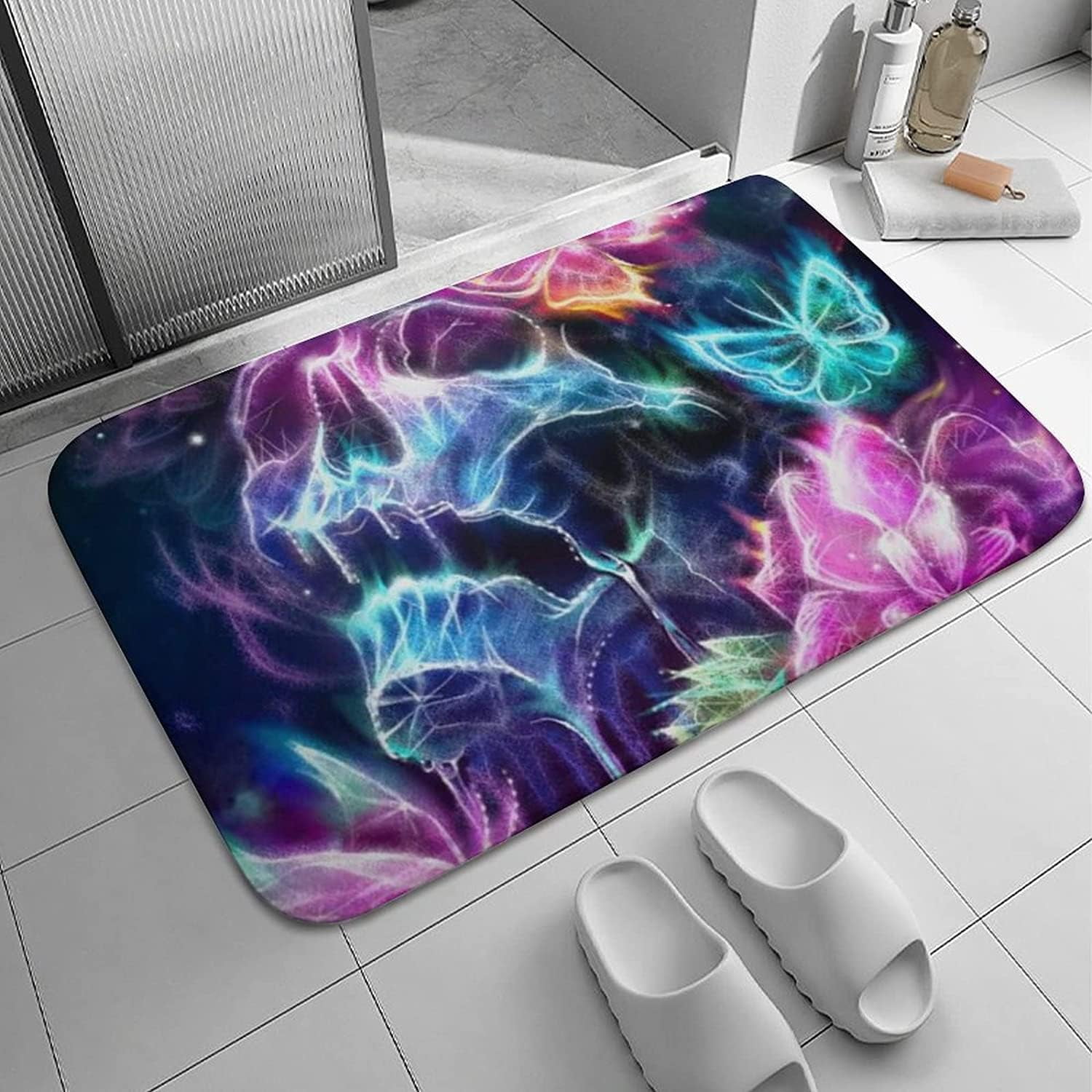 Front Door Mat Inside Skull Art Bath Rugs Absorbent Indoor Entrance ...