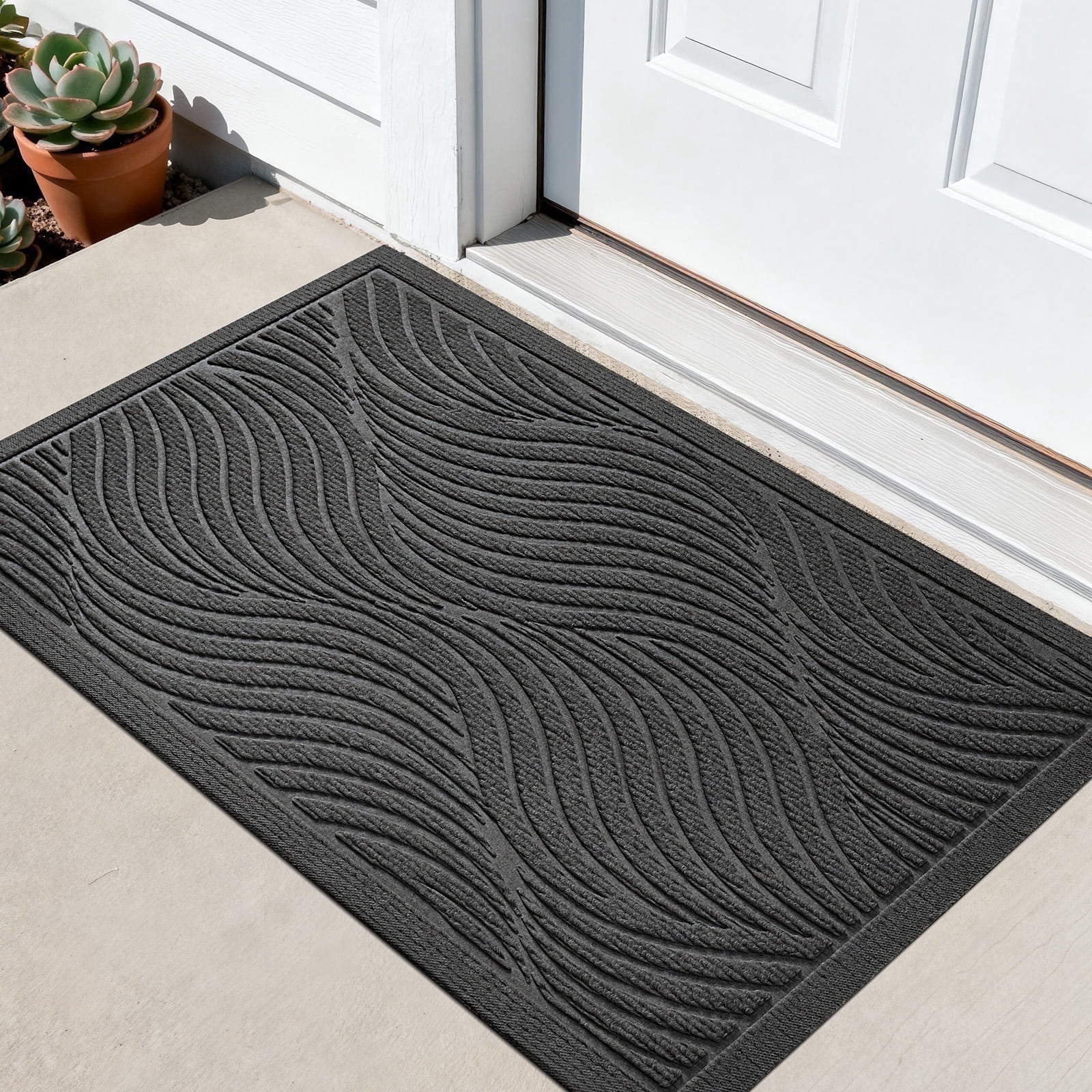Front Doormat Non Slip Outdoor Mat 24"x36", Dirt Trapper TPE Welcome ...