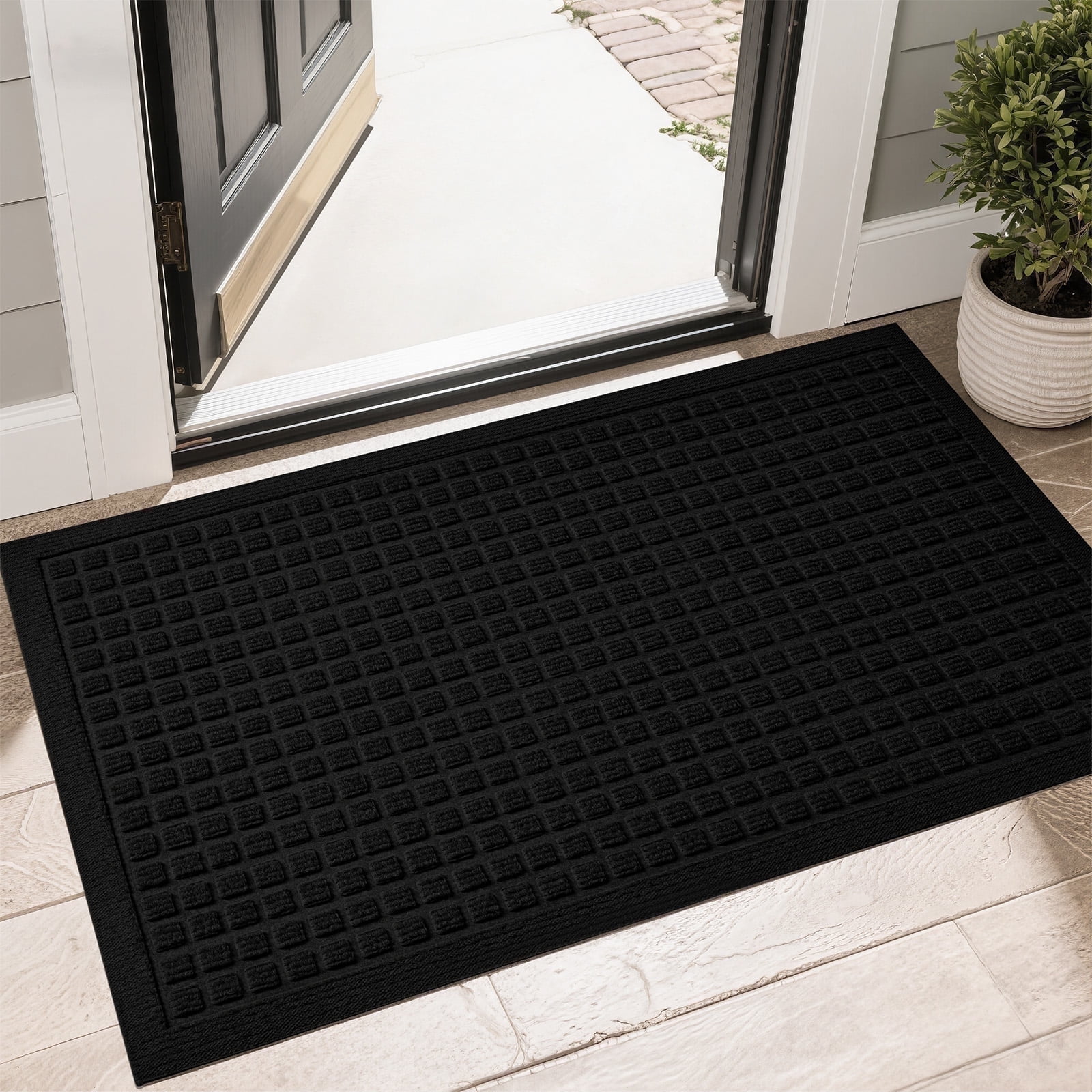 Front Doormat Non Slip Outdoor Mat 17"x29", Dirt Trapper TPE Welcome ...