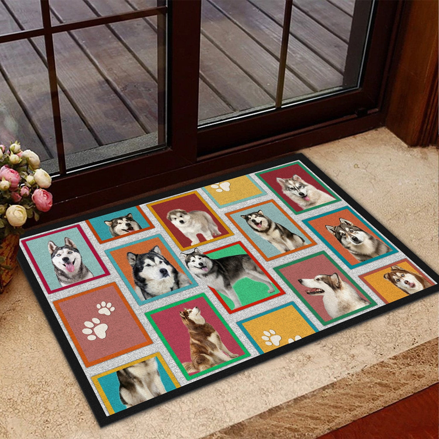 Front Door Mat Non Slip Welcome Mats Outdoor Alaskan Malamute Animal ...
