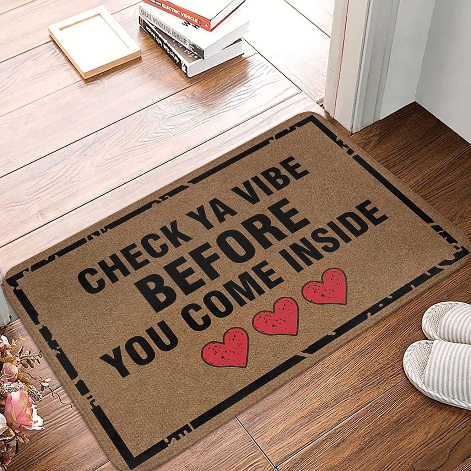 Front Door Mat Outdoor Check Ya Vibe Before You Come Inside Welcome ...