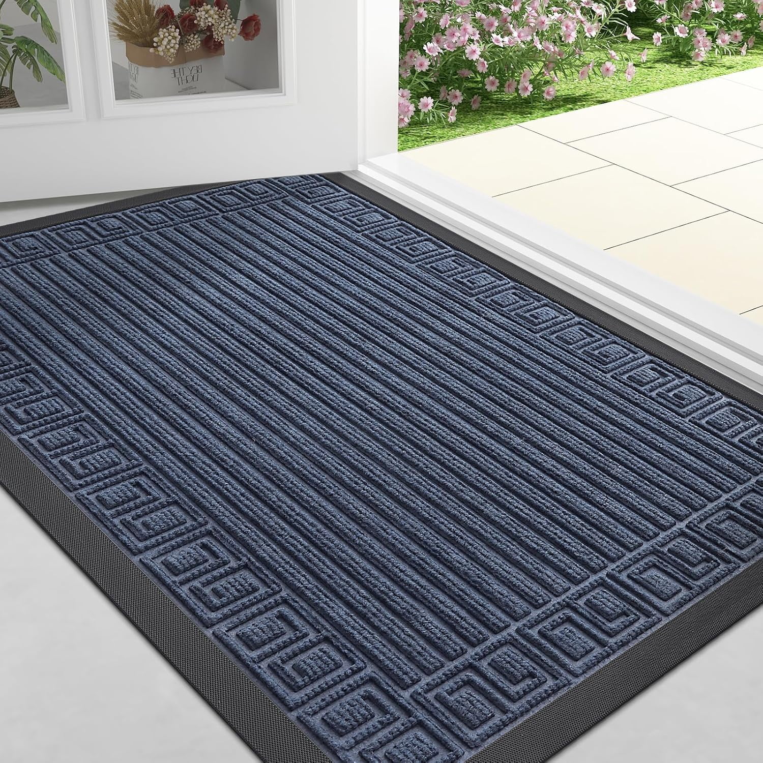 Front Door Mat Outdoor Entrance, Heavy Duty Sturdy Rubber Doormat ...