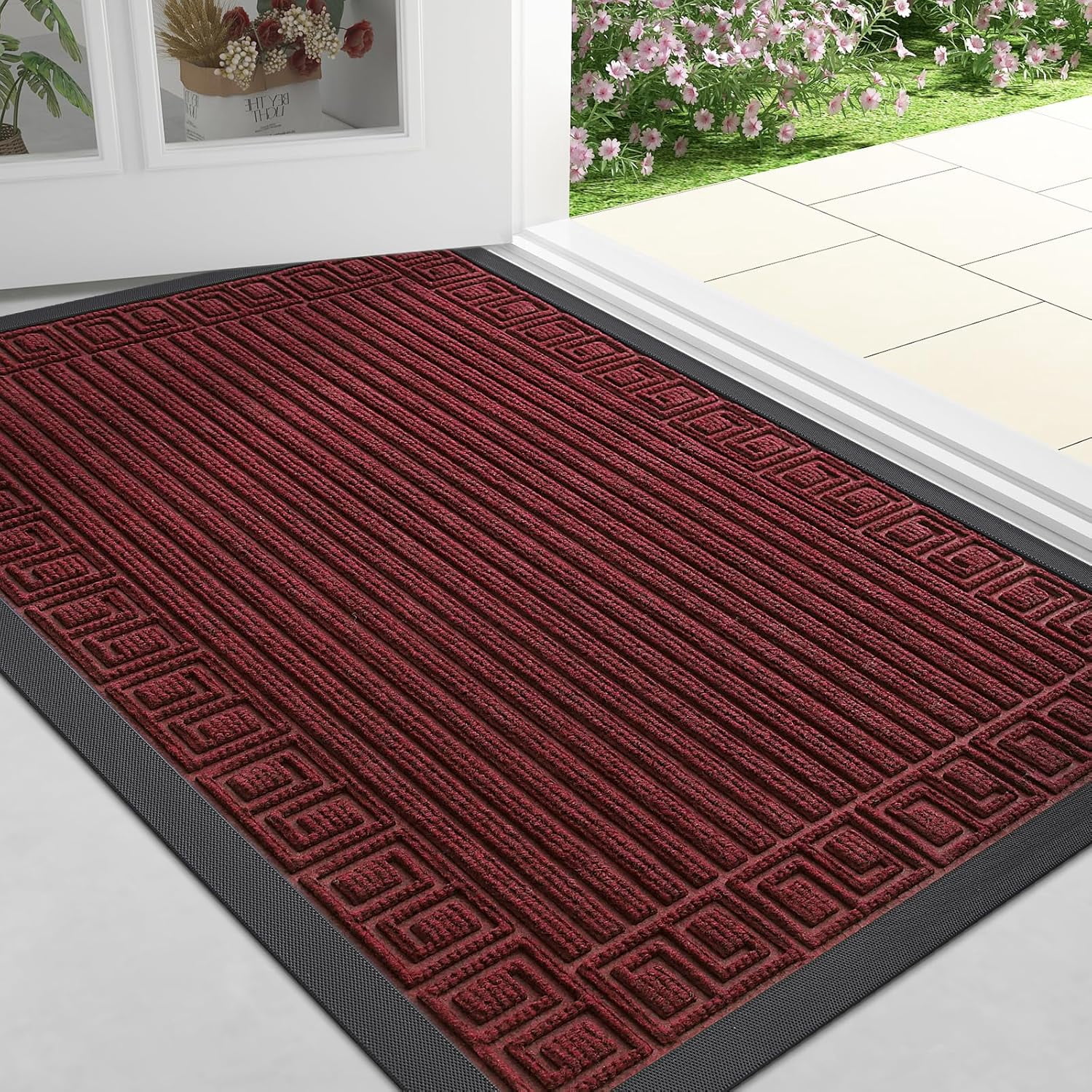 Front Door Mat Outdoor Entrance, Heavy Duty Sturdy Rubber Doormat ...