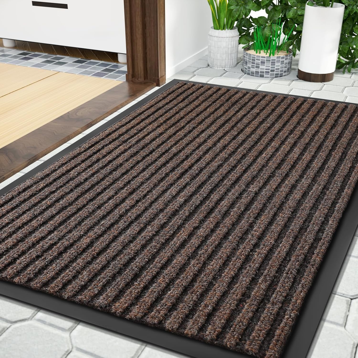 Front Door Mat Outdoor Indoor Entrance, 100% Waterproof All-Season All ...