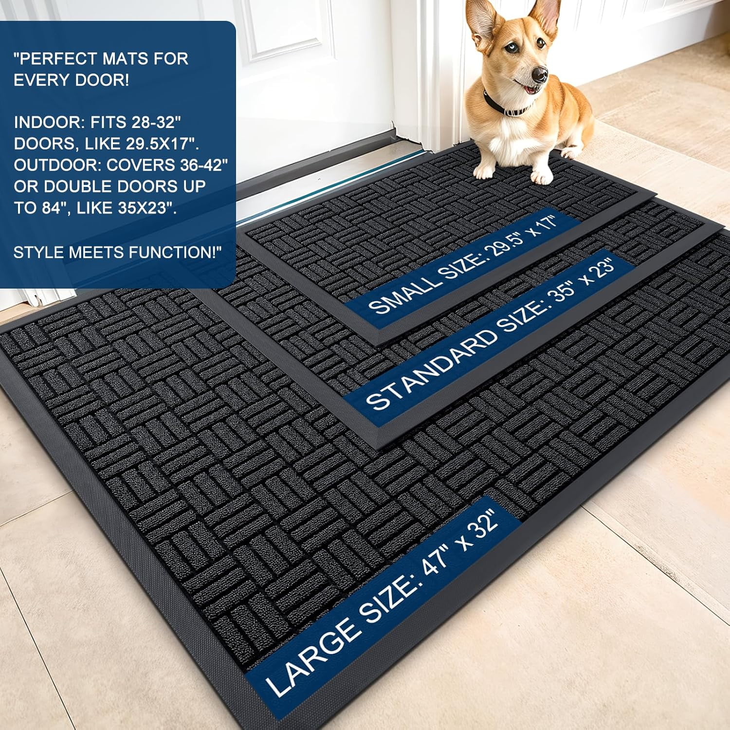Front Door Mat Outside Entrance 47x32, Absorbent, Heavy Duty Sturdy ...