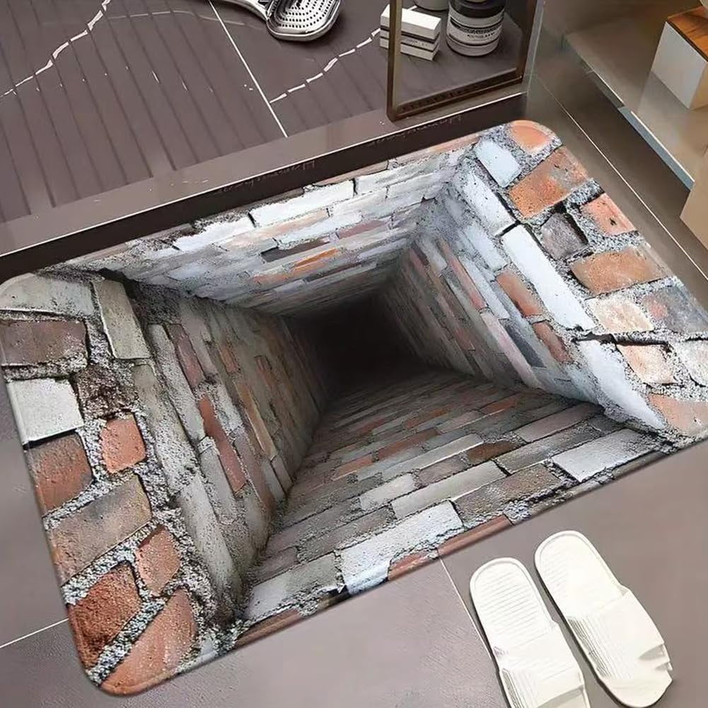 Front Door Mat Outside Entrance, Brick Bottomless Hole Area Rug for ...