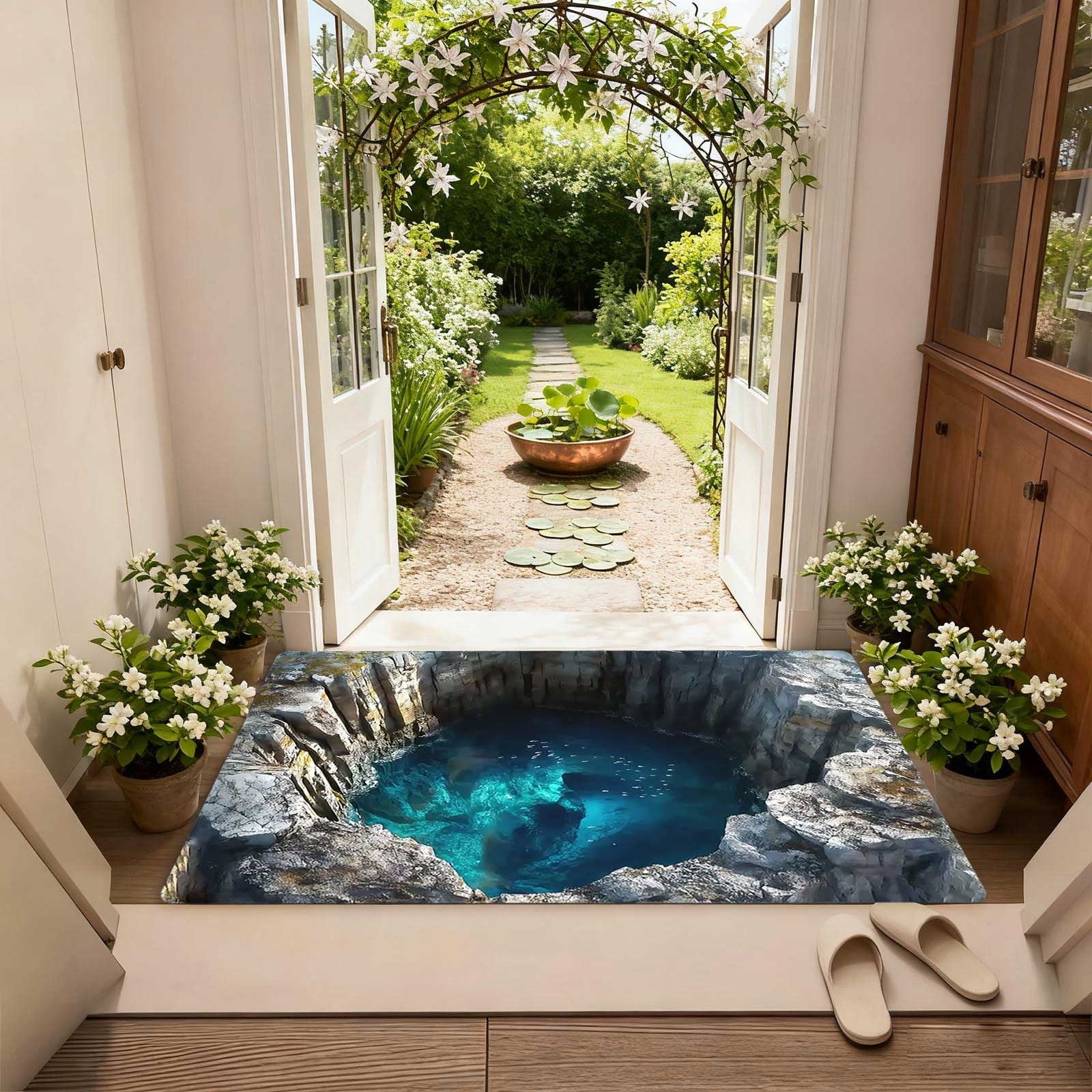 Front Door Mat Outside Entrance, Brick Bottomless Hole Area Rug for ...