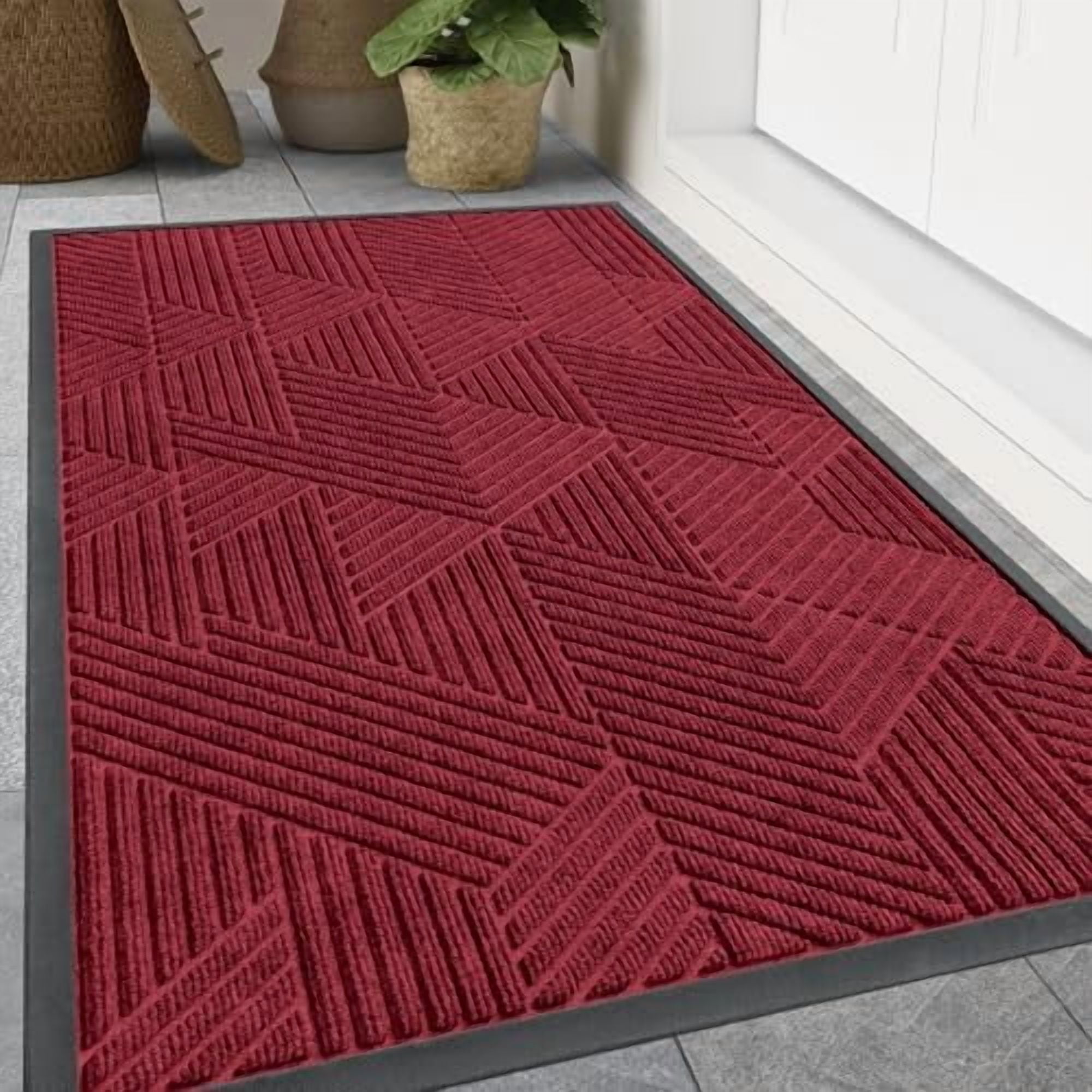 Front Door Mat Outside Entrance, Heavy Duty Sturdy Natural Rubber ...