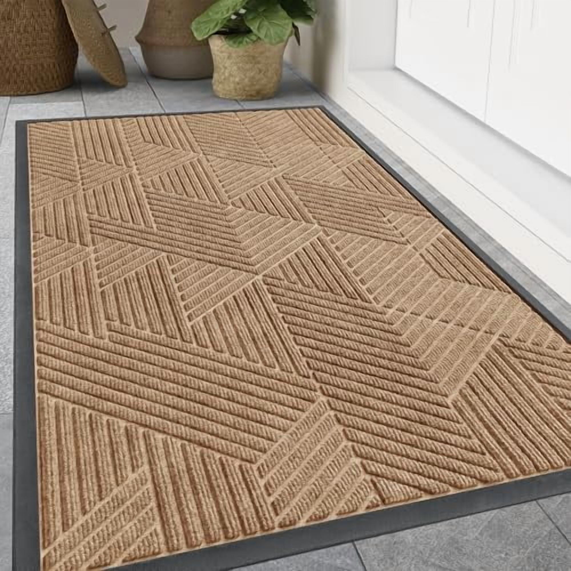 Front Door Mat Outside Entrance, Heavy Duty Sturdy Natural Rubber ...