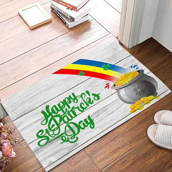 Front Door Mat Welcome Doormat- Happy St. Patrick''s Day Rainbow Carry ...