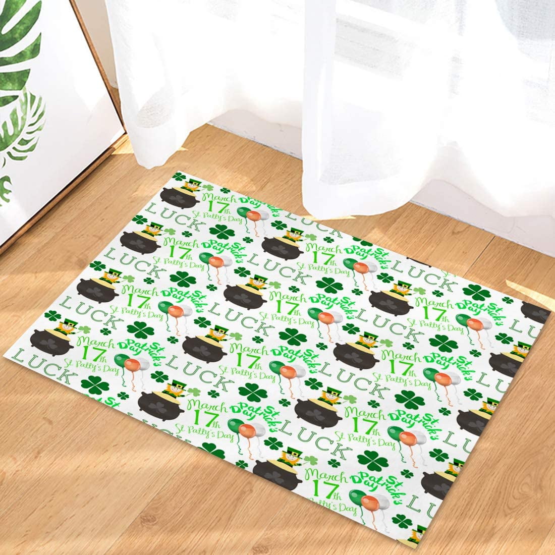 Front Door Mat Welcome Doormat St. Patrick''s Day Lucky Shamrocks Cute ...