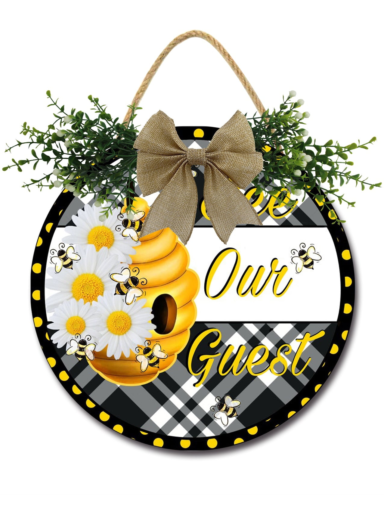 Front Door Porch Decorations Bee Our Guest Door Hanging Sign 11 inch ...