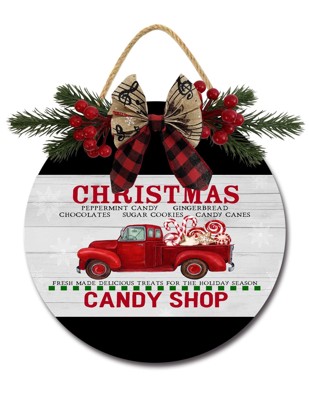 Front Door Porch Decorations Christmas Candy Shop Door Hanging Sign 11 ...