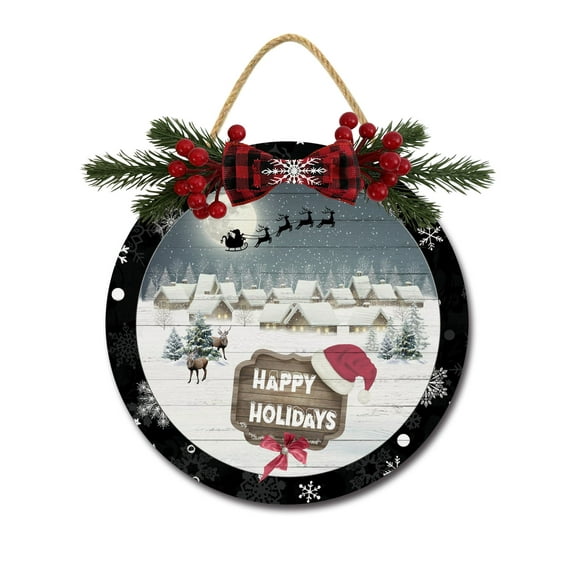Front Door Porch Decorations Happy Holiday Door Hanging Sign 11 inch ...