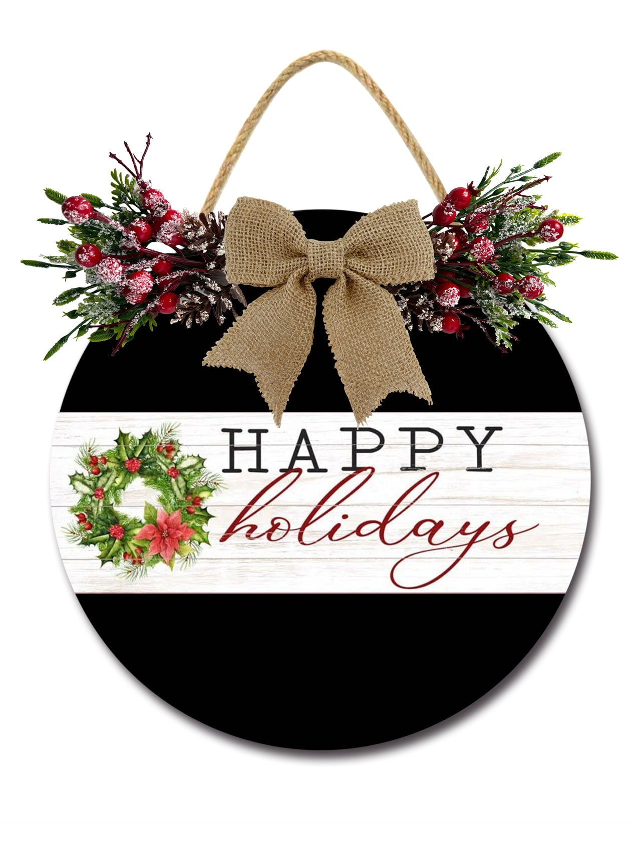 Front Door Porch Decorations Happy Holidays Door Hanging Sign 12 inch ...