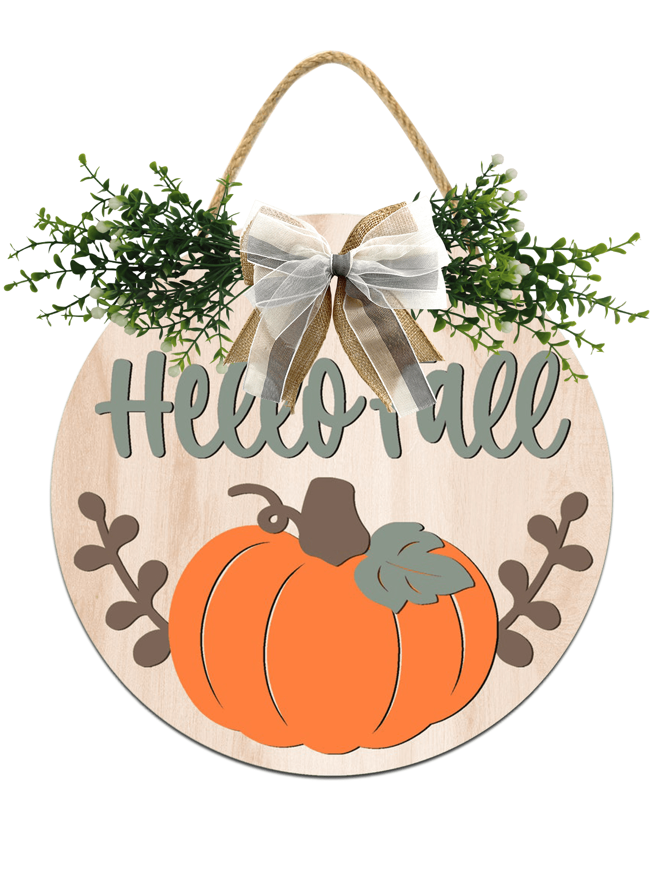 Front Door Porch Decorations Hello Fall Door Hanging Sign 11 inch ...