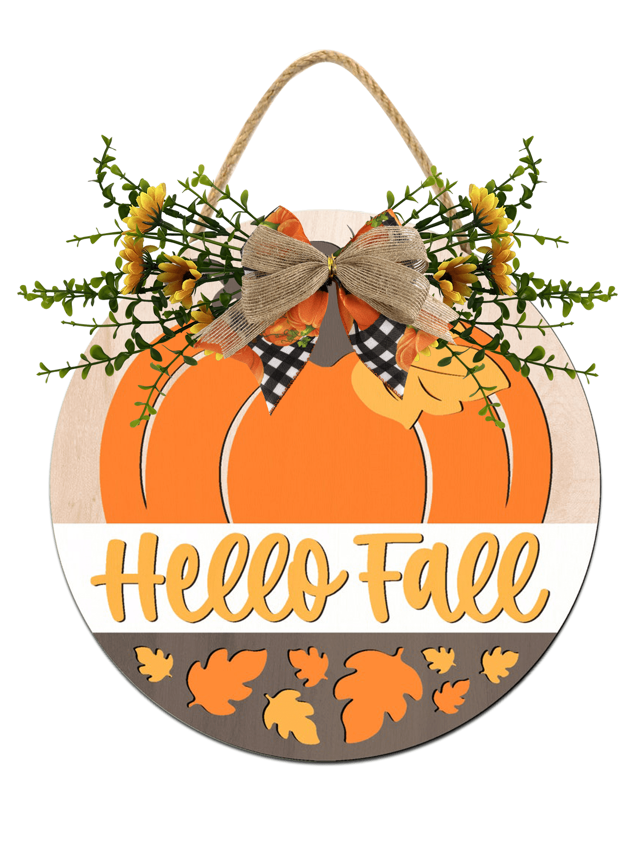 Front Door Porch Decorations Hello Fall Door Hanging Sign 12 inch ...