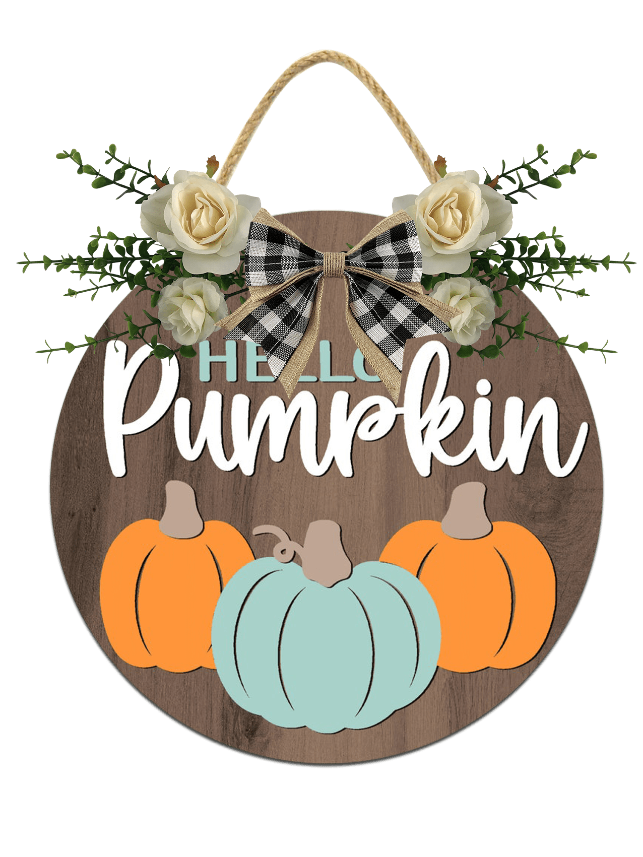 Front Door Porch Decorations Hello Pumpkin Door Hanging Sign 11 inch ...