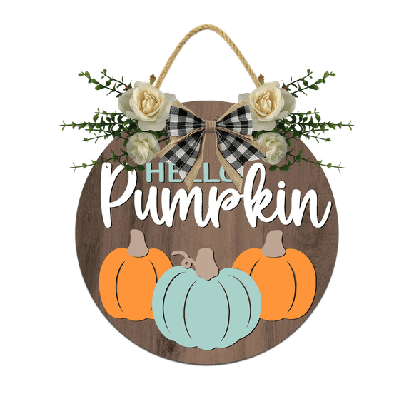Front Door Porch Decorations Hello Pumpkin Door Hanging Sign 11 inch ...