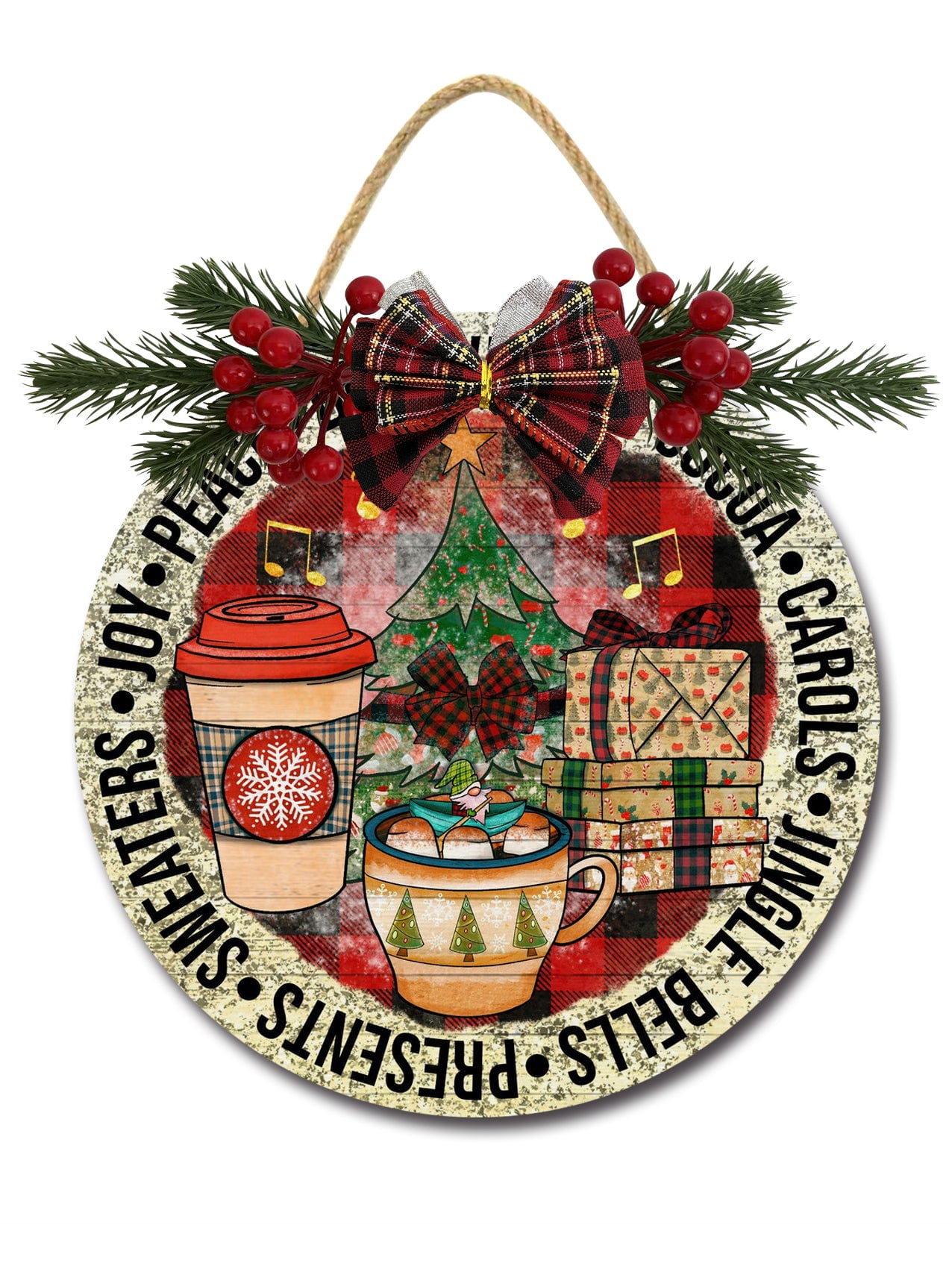 Front Door Porch Decorations Joy Peace Believe Hot Cocoa Door Hanging ...