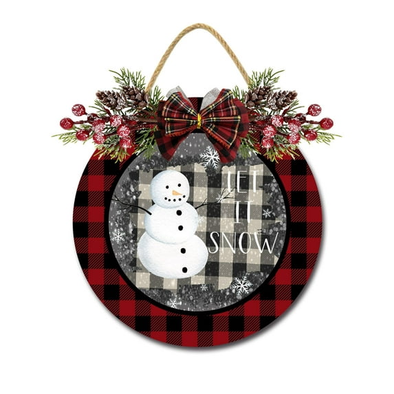 Front Door Porch Decorations Let It Snow Door Hanging Sign 12 inch ...