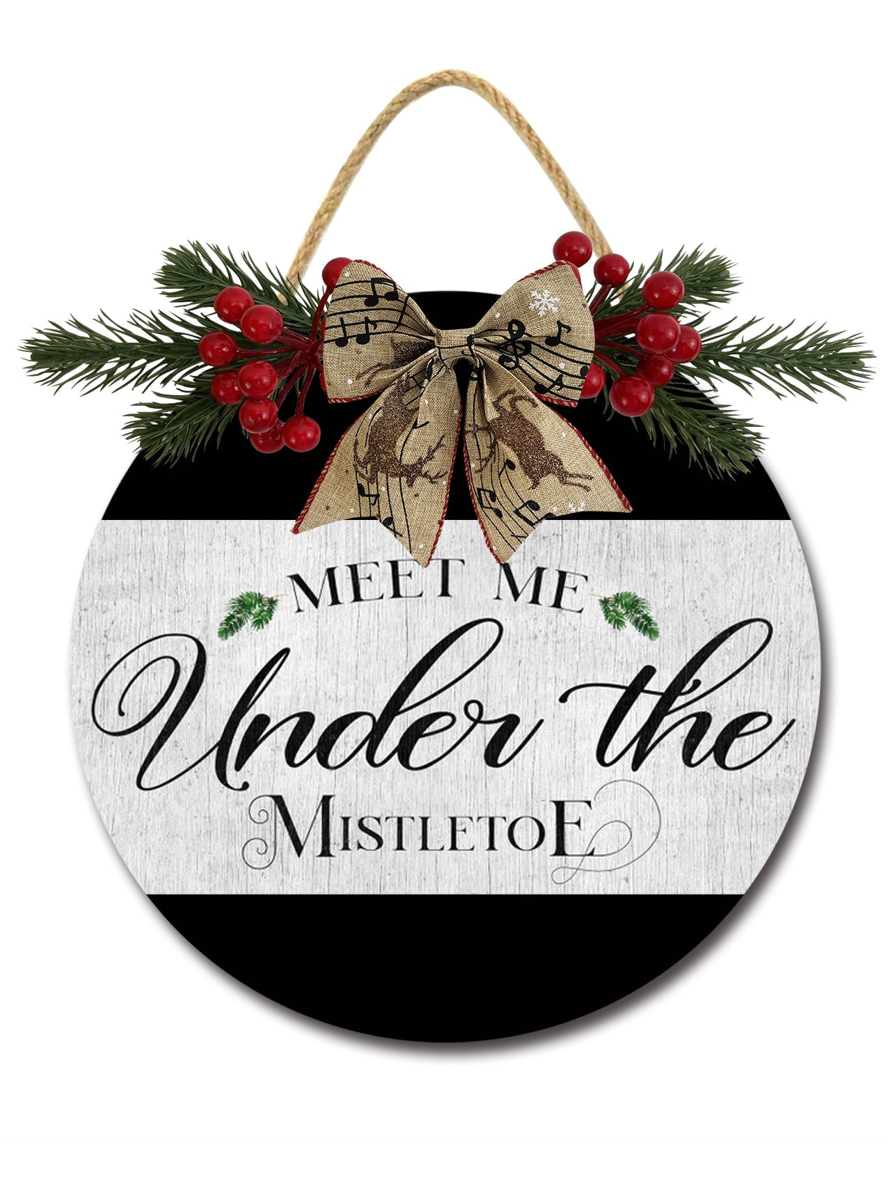 Front Door Porch Decorations Meet Me Under The Mistletoe Door Hanging ...