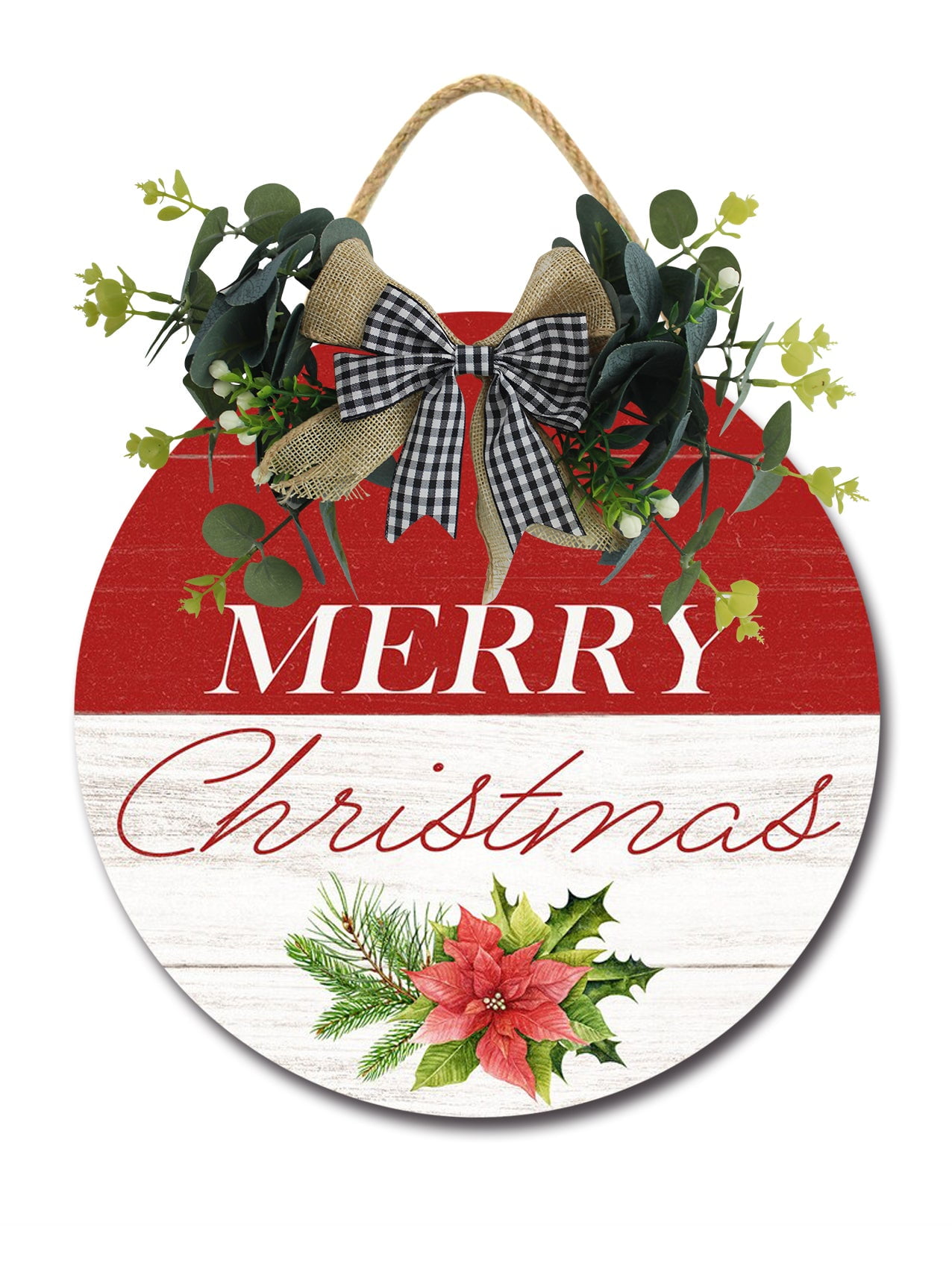 Front Door Porch Decorations Merry Farmhouse Christmas Door Hanging ...