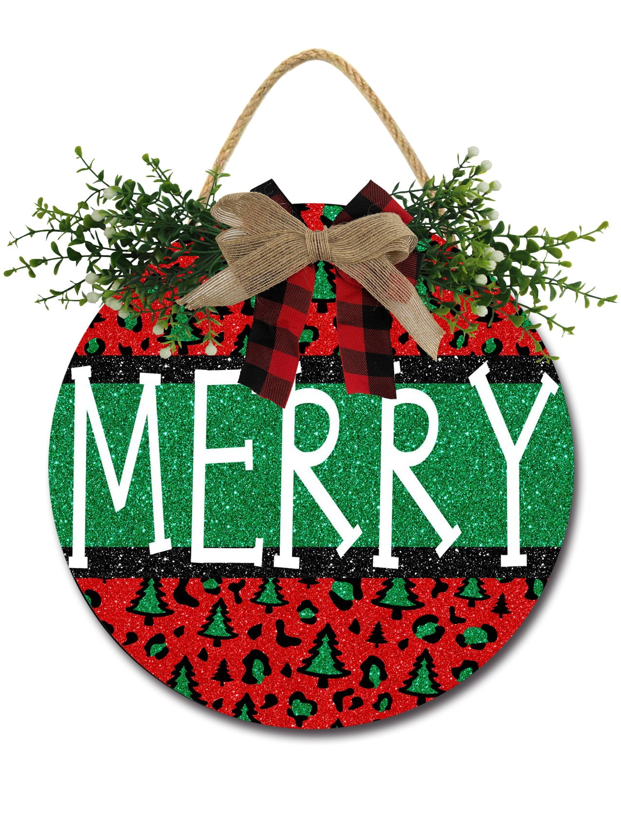 Front Door Porch Decorations Merry Door Hanging Sign 11 inch Wooden ...