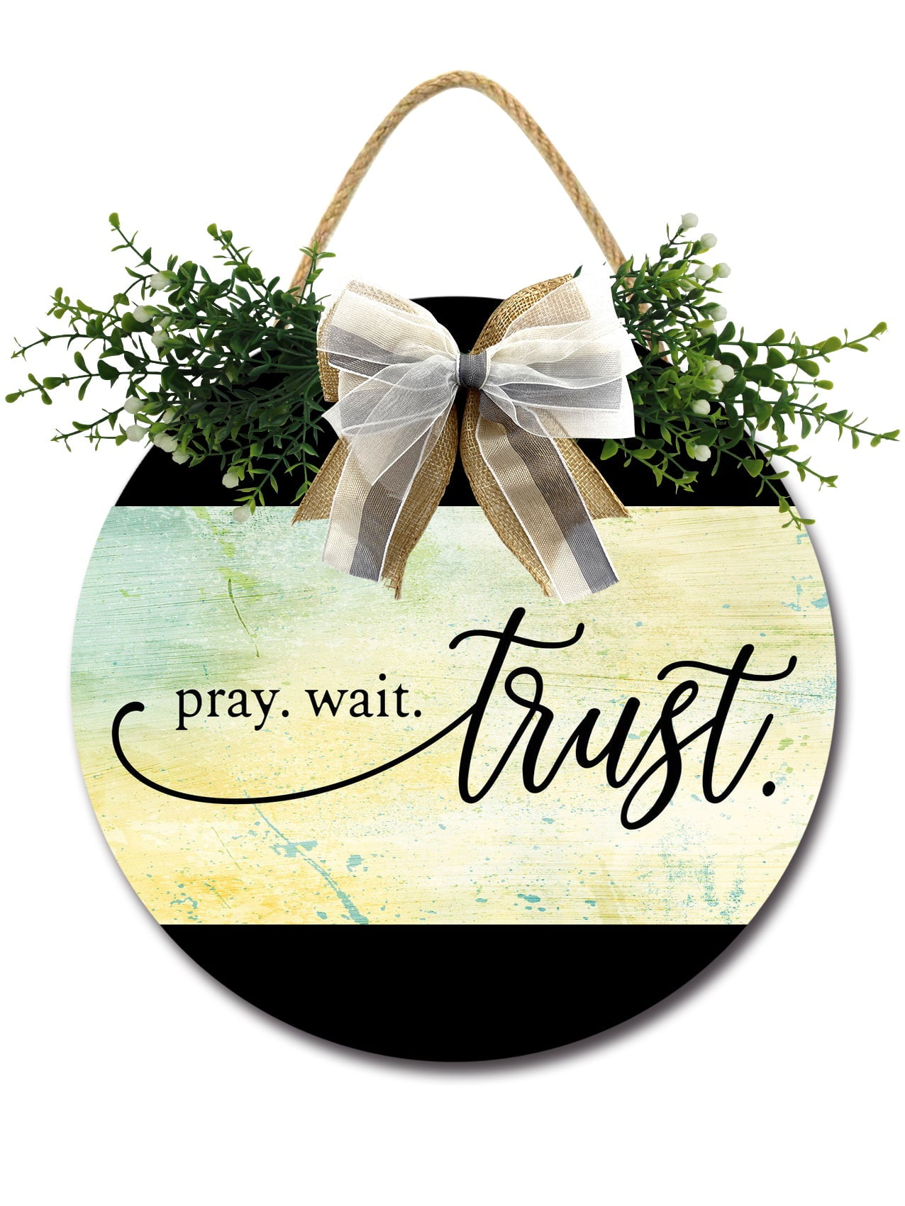 Front Door Porch Decorations Pray Wait Trust Door Hanging Sign 11 inch ...