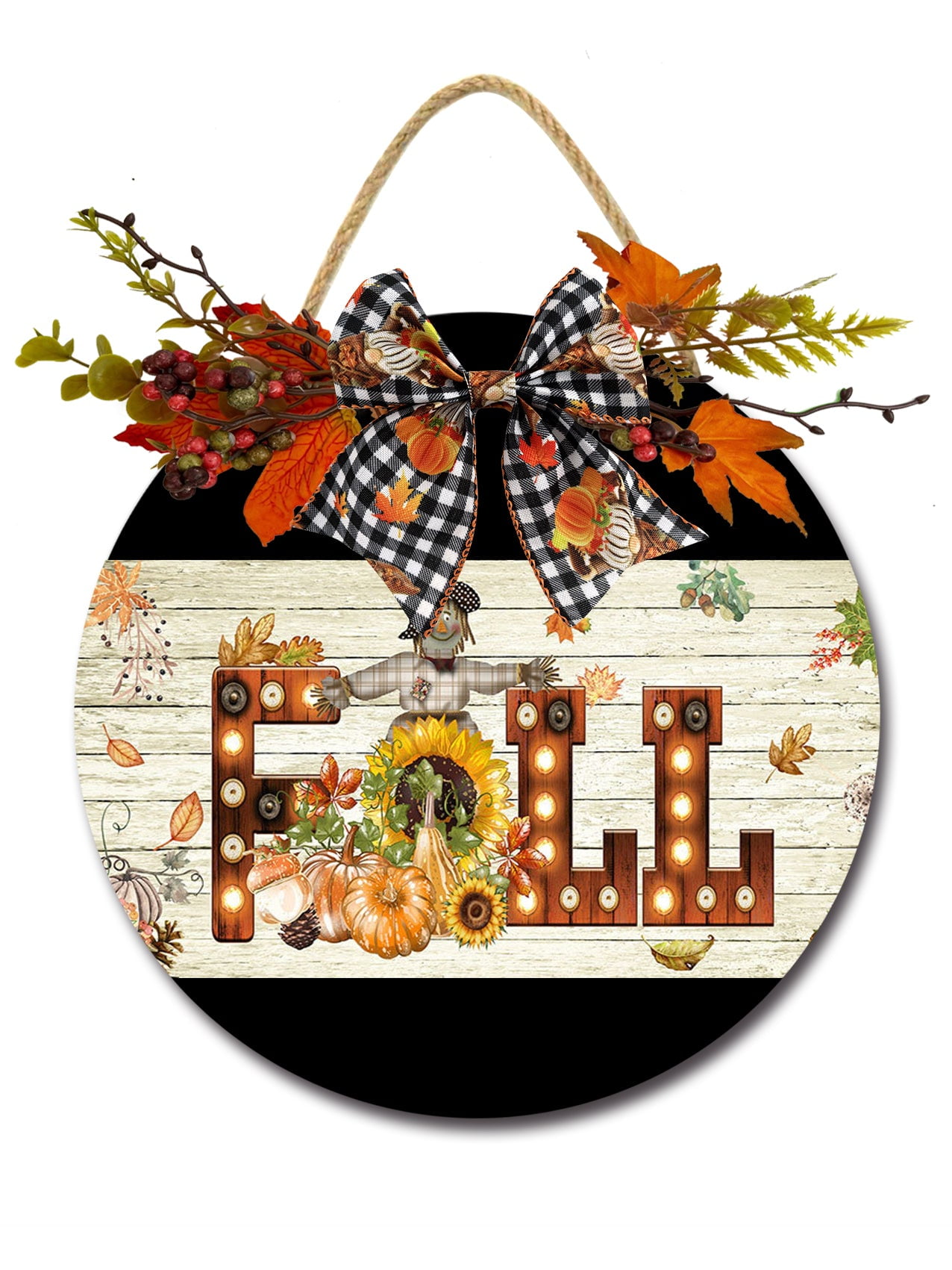 Front Door Porch Decorations Scarecrow Fall Door Hanging Sign 12 inch ...