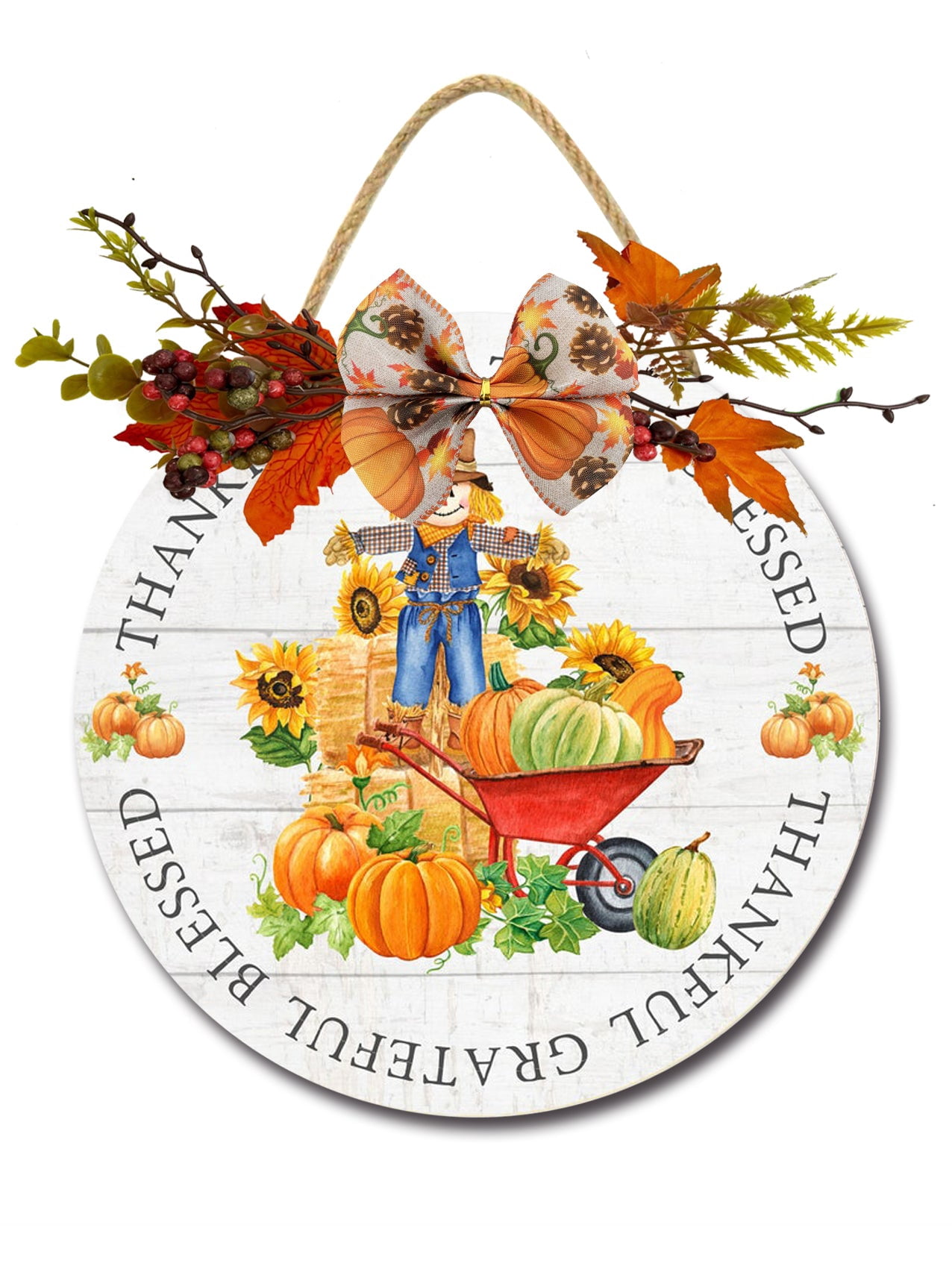 Front Door Porch Decorations Thankful Grateful Blessed Door Hanging ...