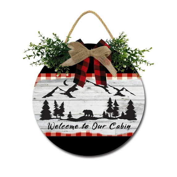 Front Door Porch Decorations Welcome To Our Cabin Door Hanging Sign 12 ...