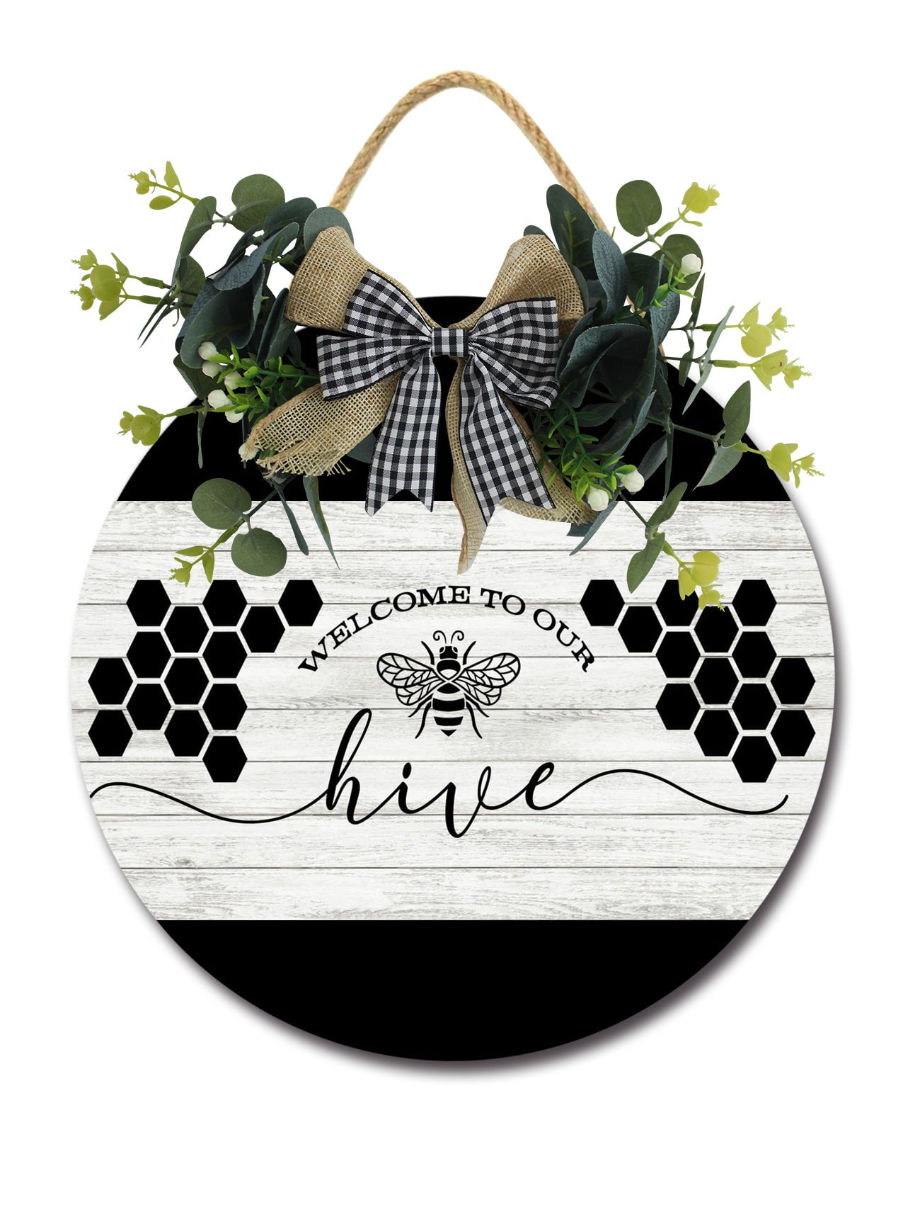 Front Door Porch Decorations Welcome To Our Hive Door Hanging Sign 12 ...