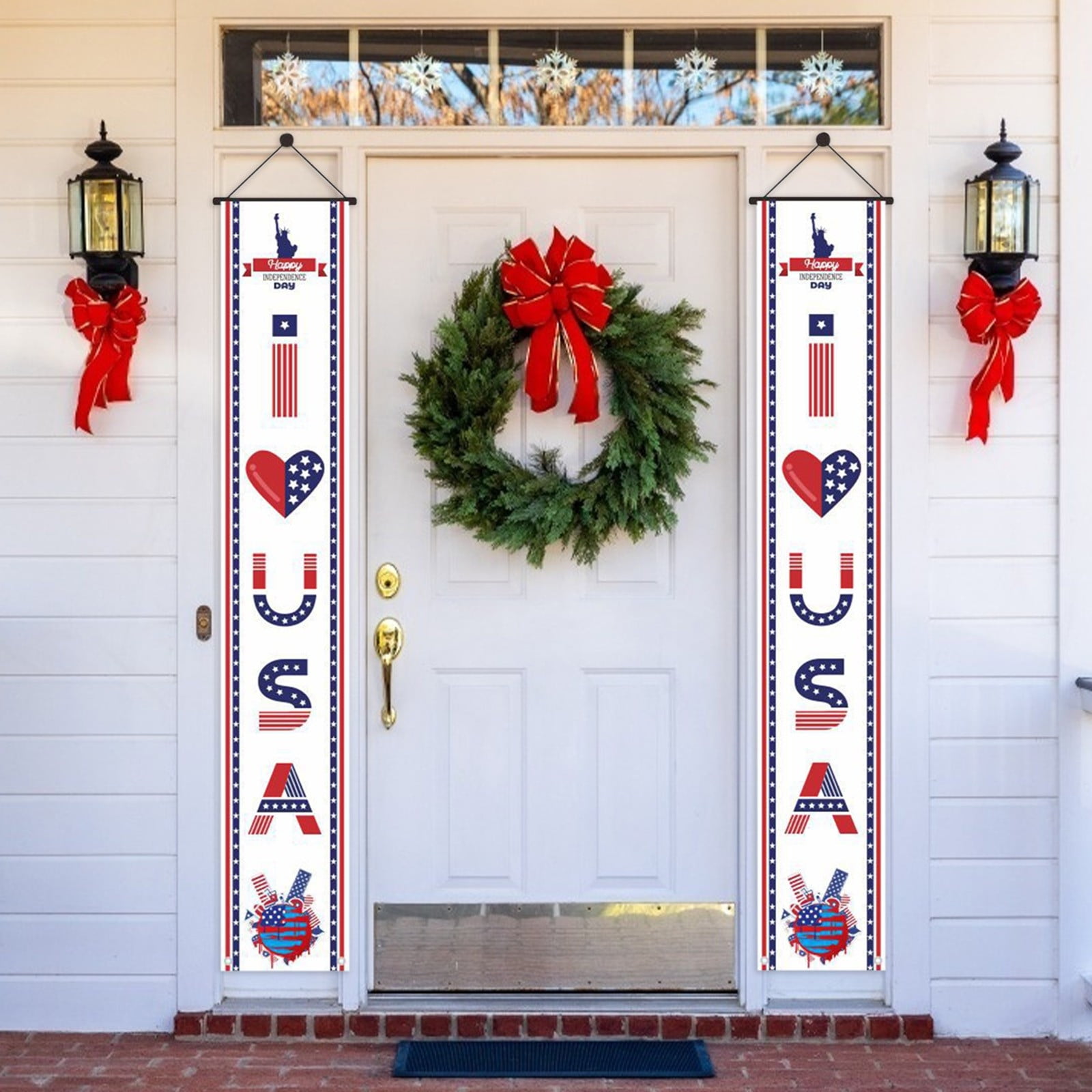 Front Door Sign Patriotic Porch Banner Stars and Stripes Porch Sign ...