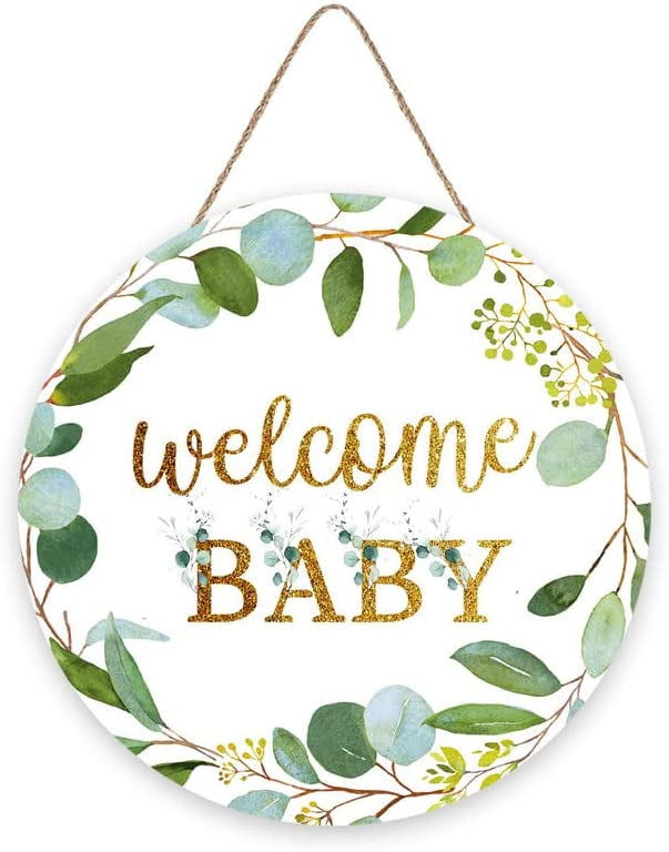 Front Door Welcome Baby Sign Round Rustic Wood Sign Hanging for ...