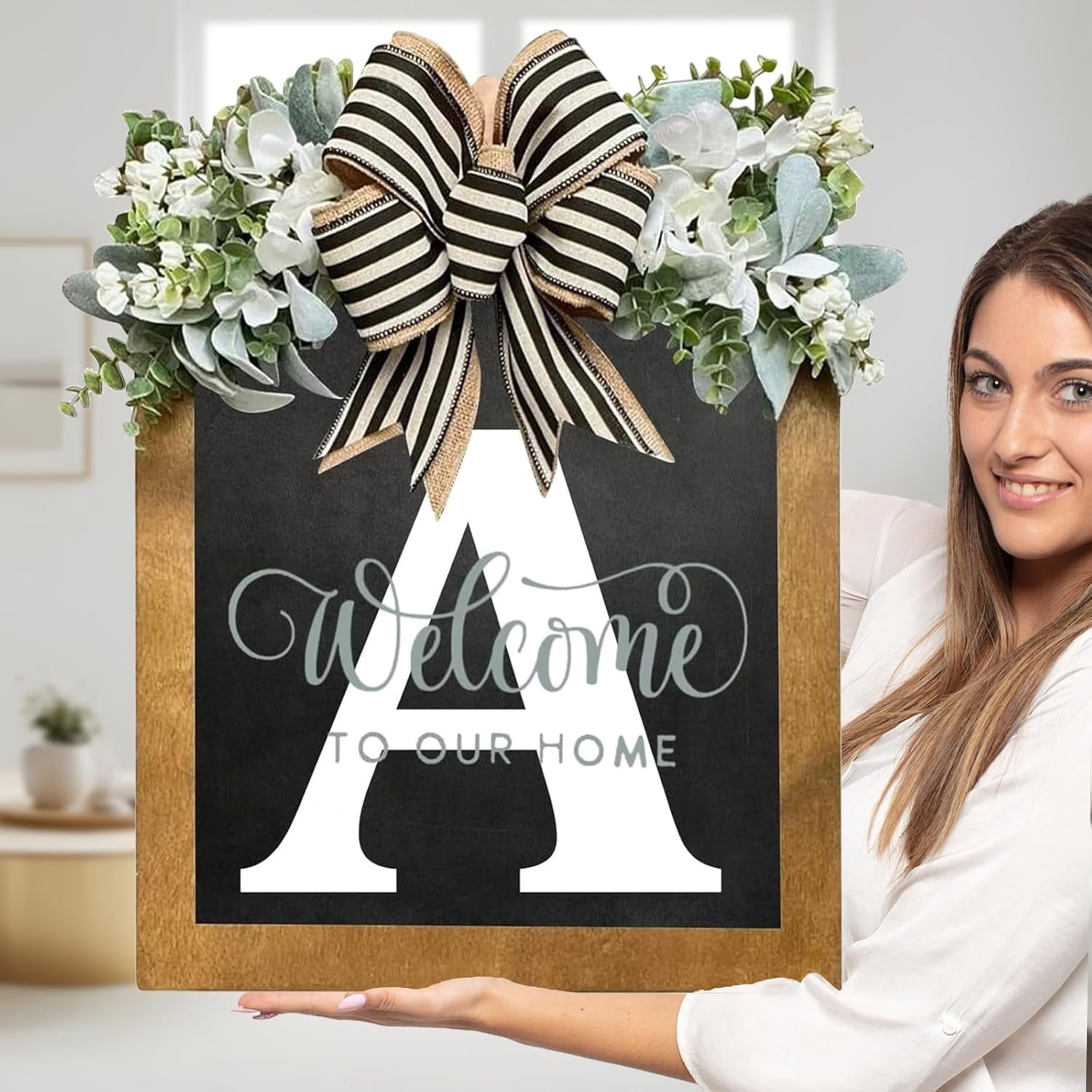 Front Door Welcome Sign with Last Name - 14"x12", Front Door Wreaths ...