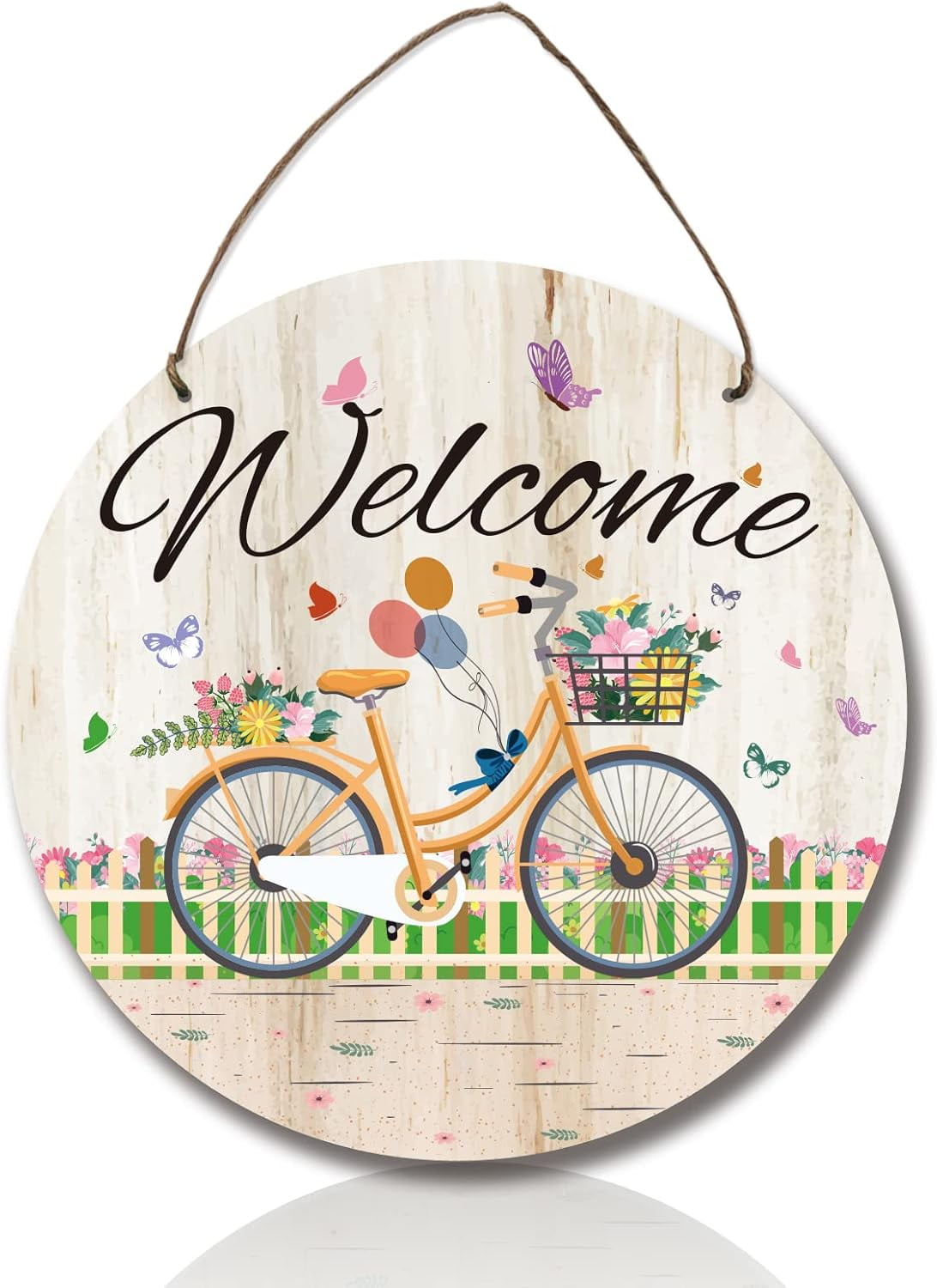 Front Door Welcome Signs Round Wood Sign Decor Decorative Hanging Signs ...