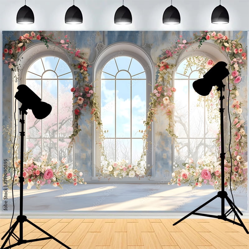 Front Door Window Christmas Day Wreach Photography Backdrops New Year ...
