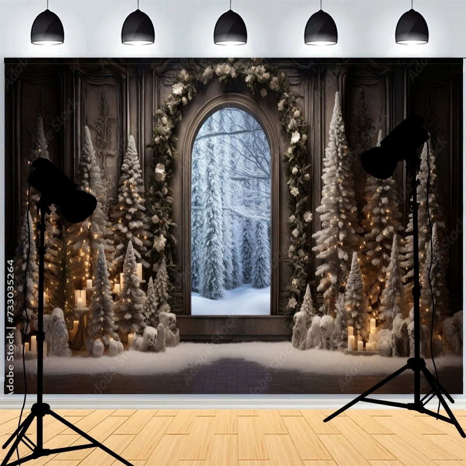 Front Door Window Christmas Day Wreach Photography Backdrops New Year ...