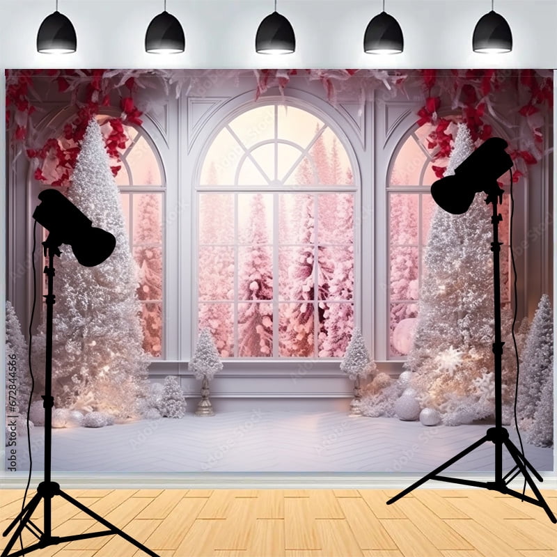 Front Door Window Christmas Day Wreach Photography Backdrops New Year ...