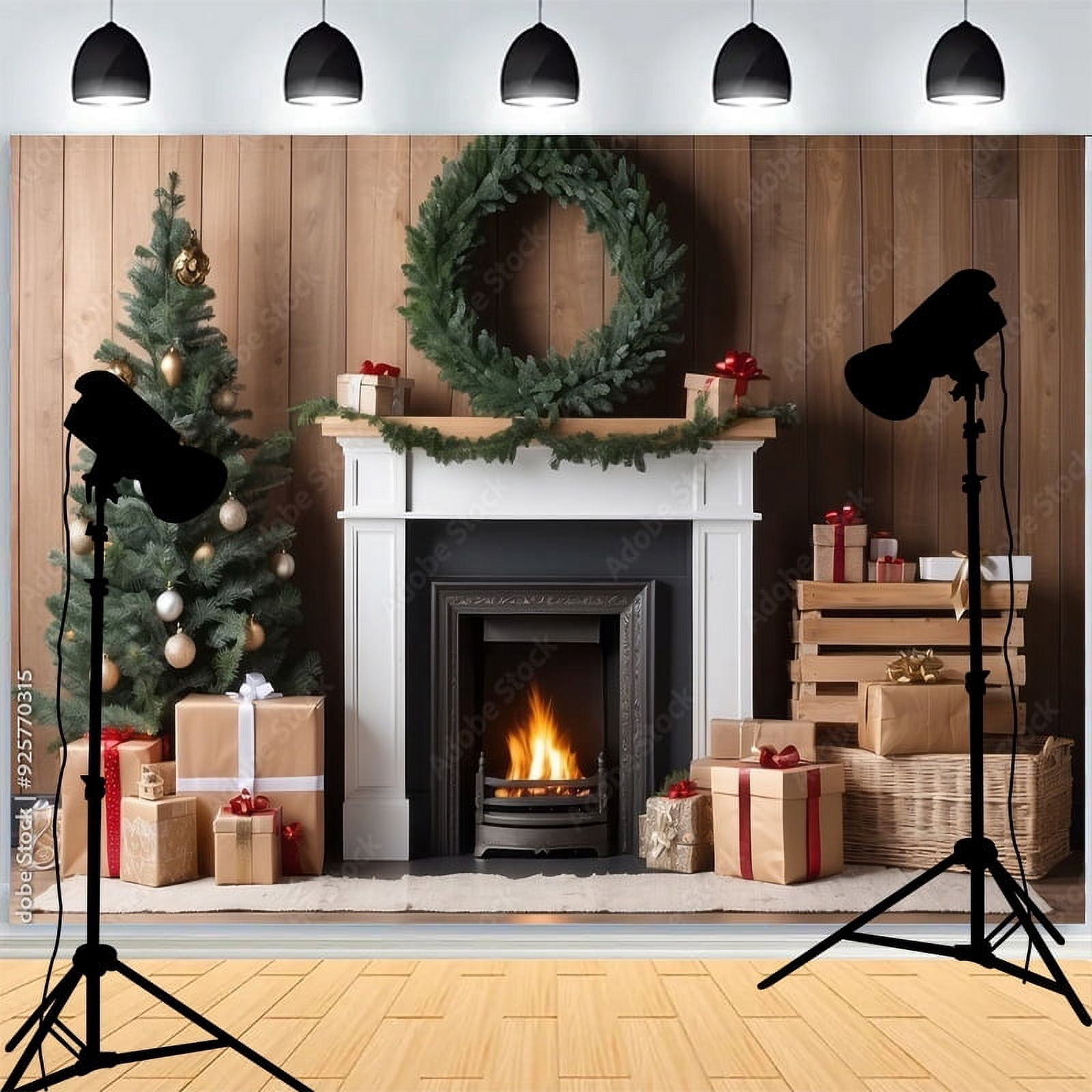 Front Door Window Christmas Day Wreach Photography Backdrops New Year ...