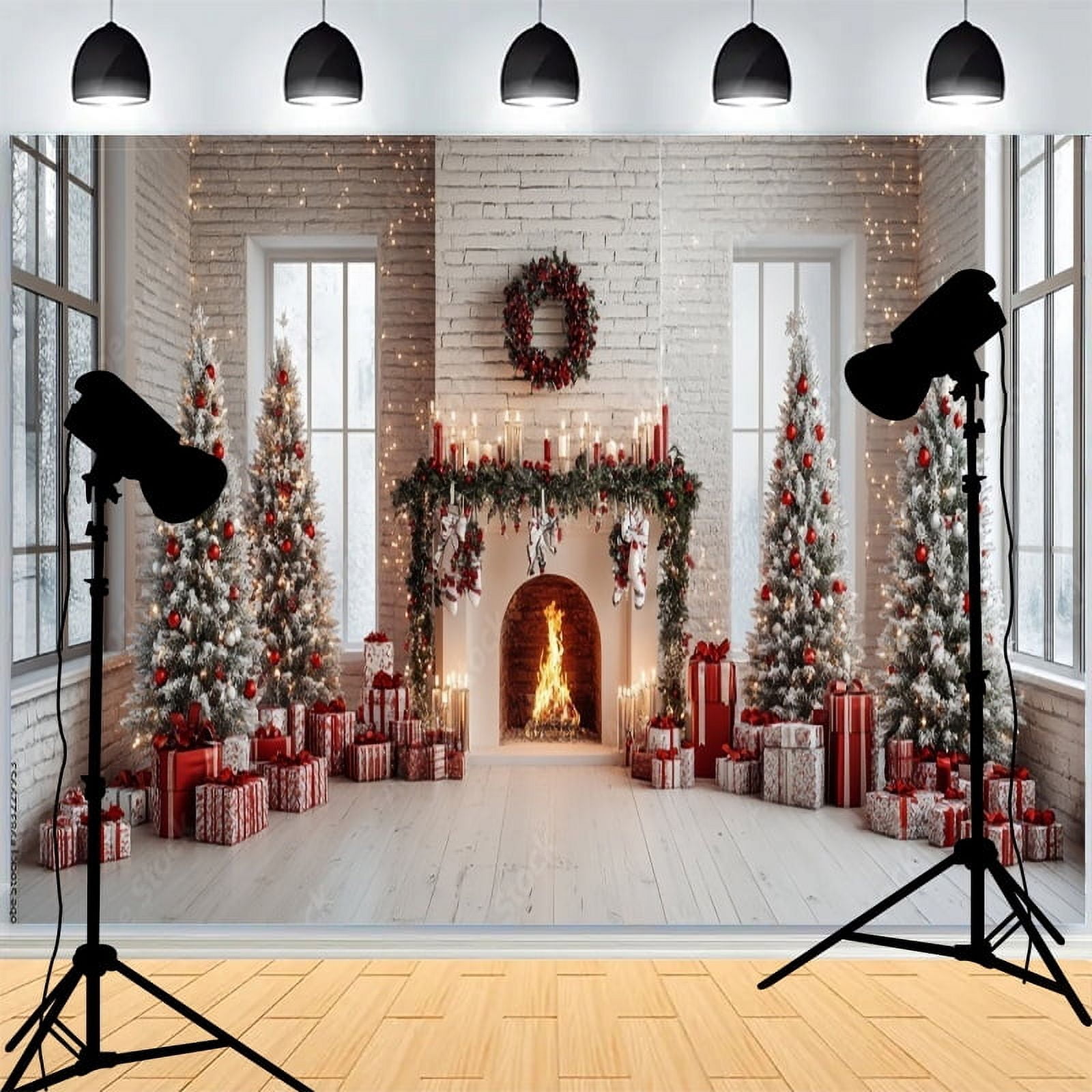 Front Door Window Christmas Day Wreach Photography Backdrops New Year ...