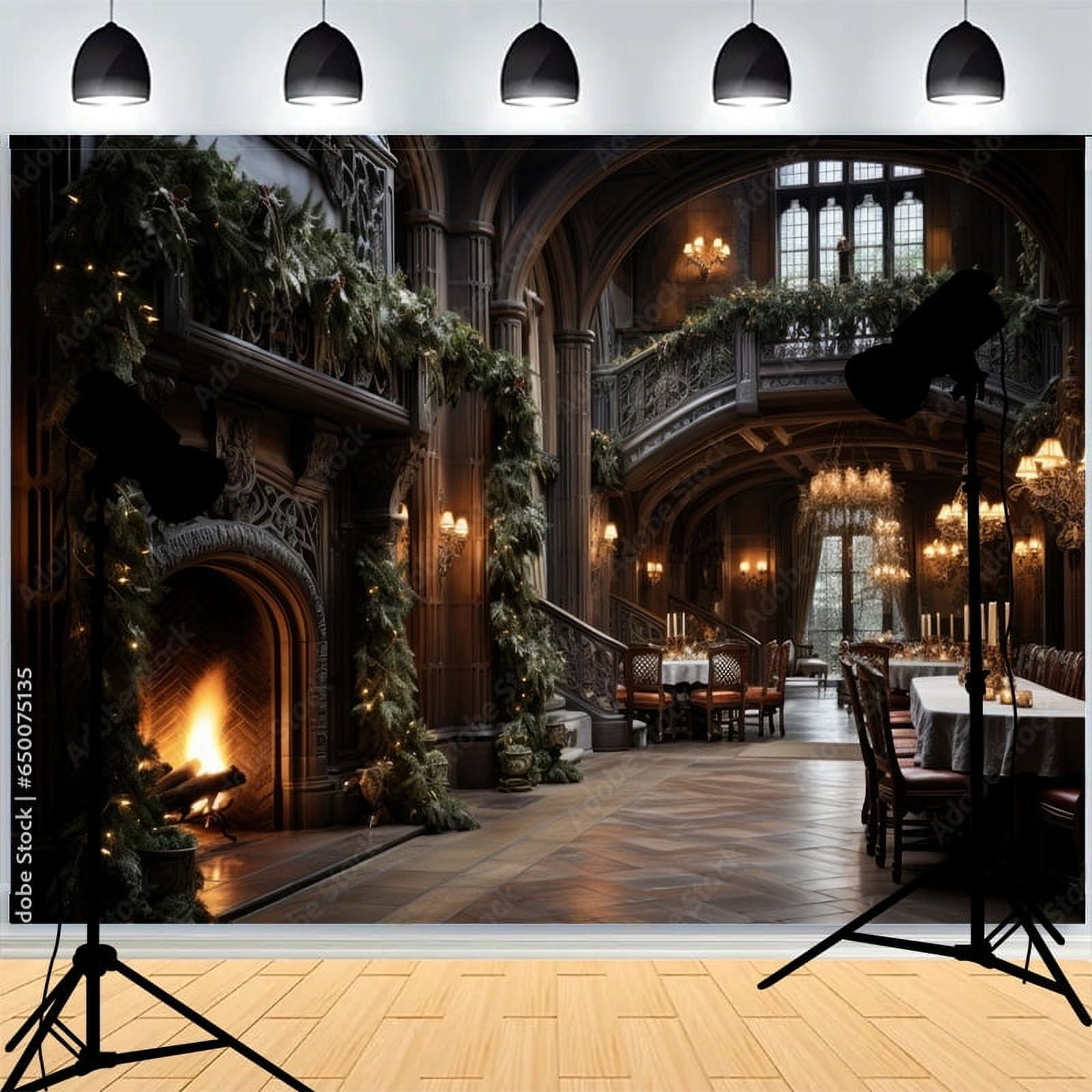 Front Door Window Christmas Day Wreach Photography Backdrops New Year ...