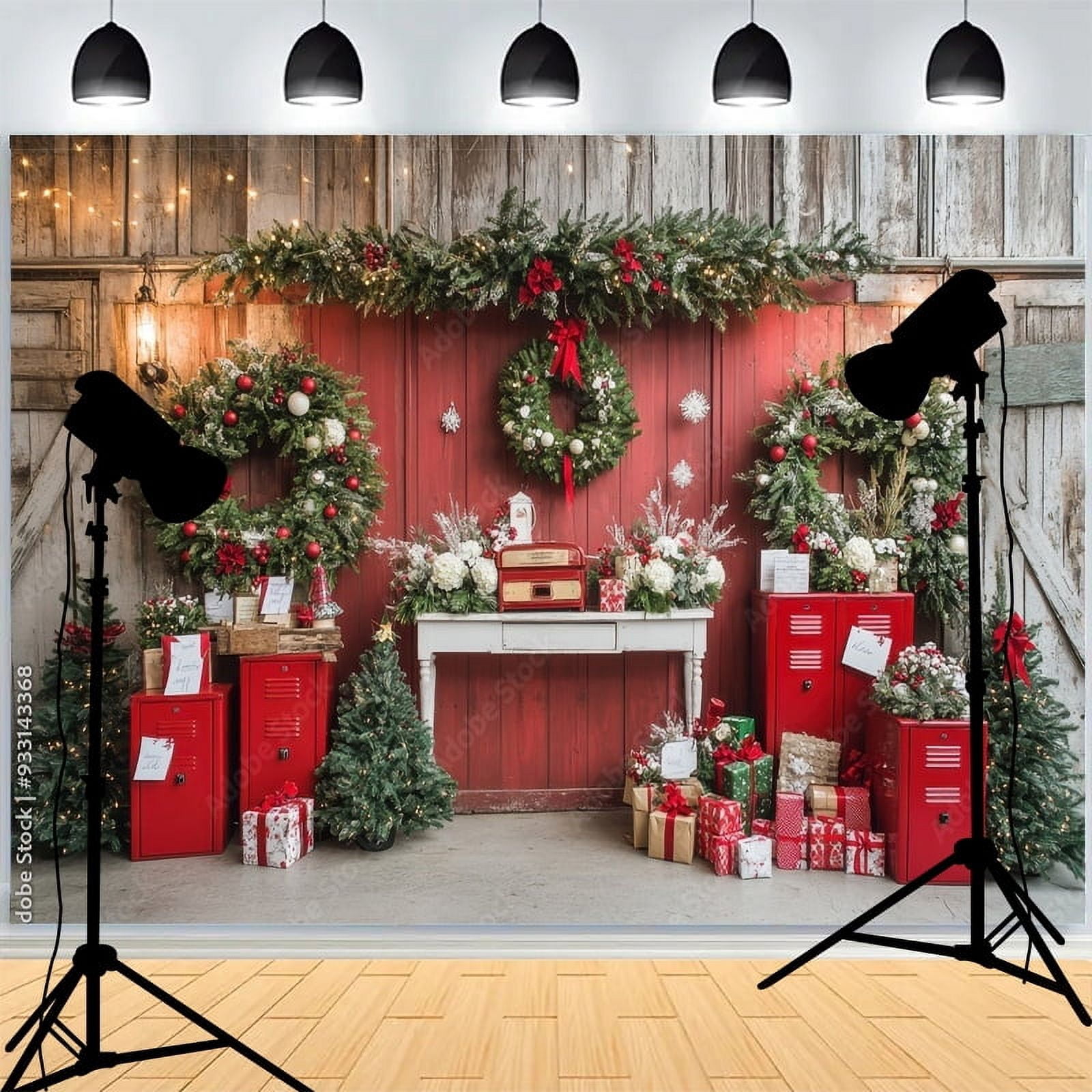 Front Door Window Christmas Day Wreach Photography Backdrops New Year ...