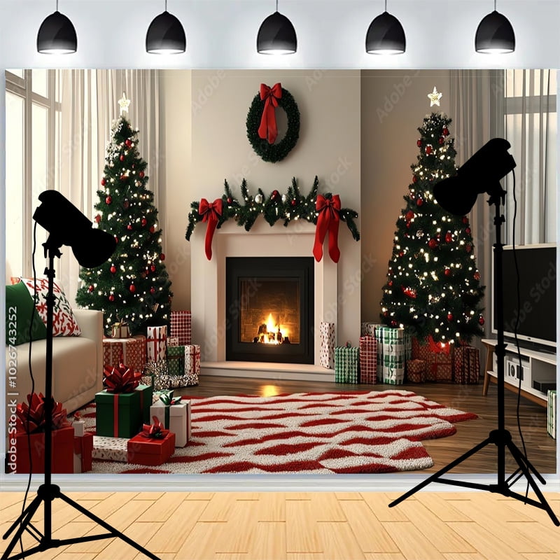 Front Door Window Christmas Day Wreach Photography Backdrops New Year ...