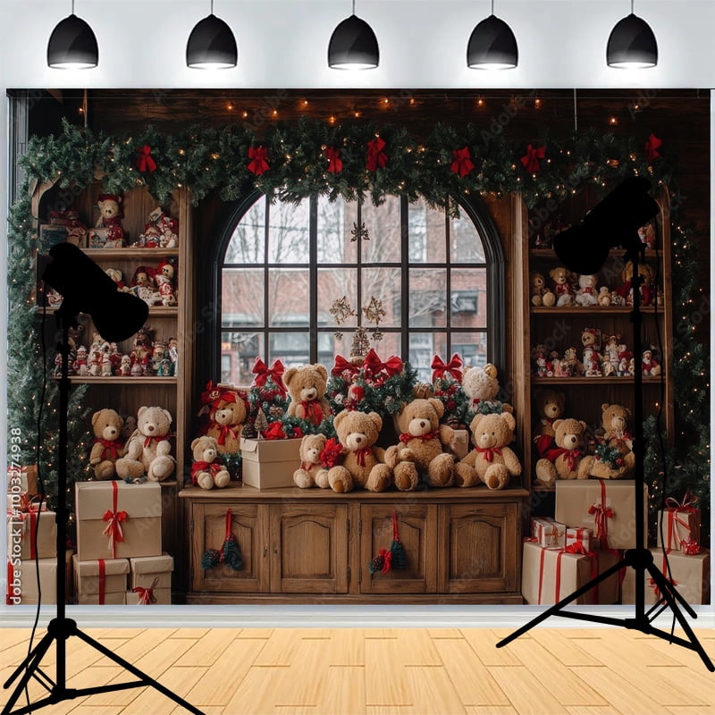 Front Door Window Christmas Day Wreach Photography Backdrops New Year ...